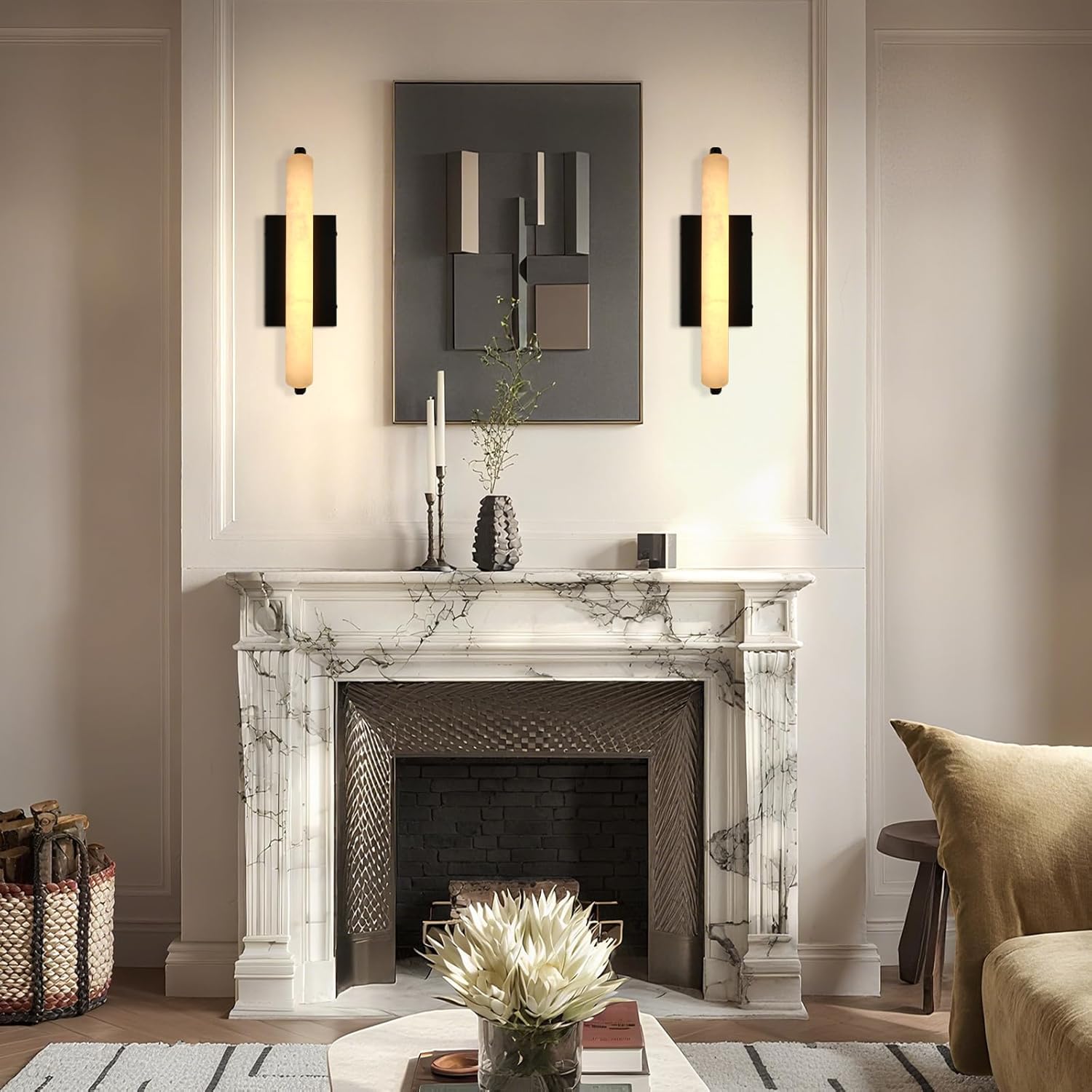 Kviflon Alabaster Wall Sconces 15in Black Alabaster Sconce Spanish ...
