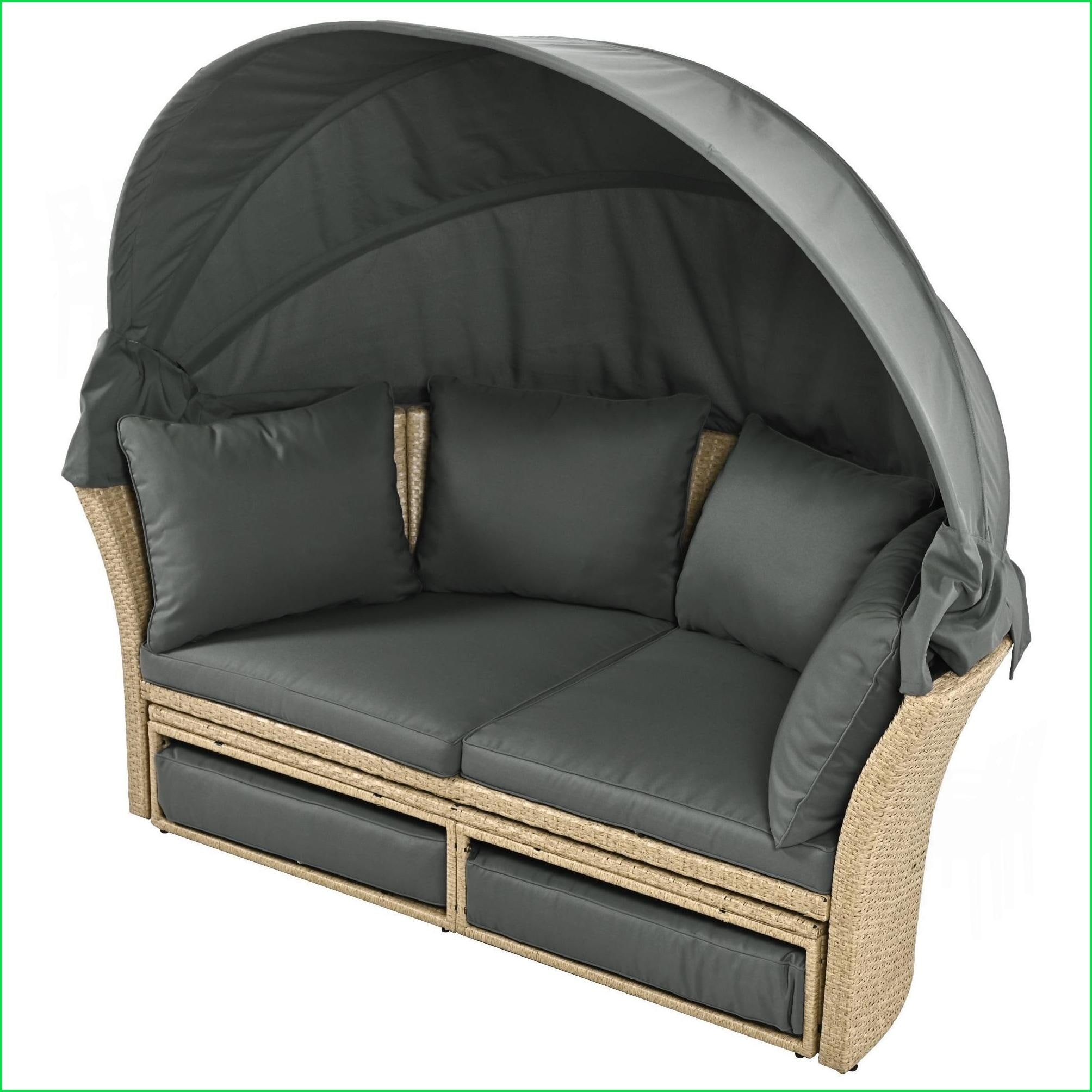Watnature Patio Daybed Convertible Round Sofa with Retractable Canopy4 ...