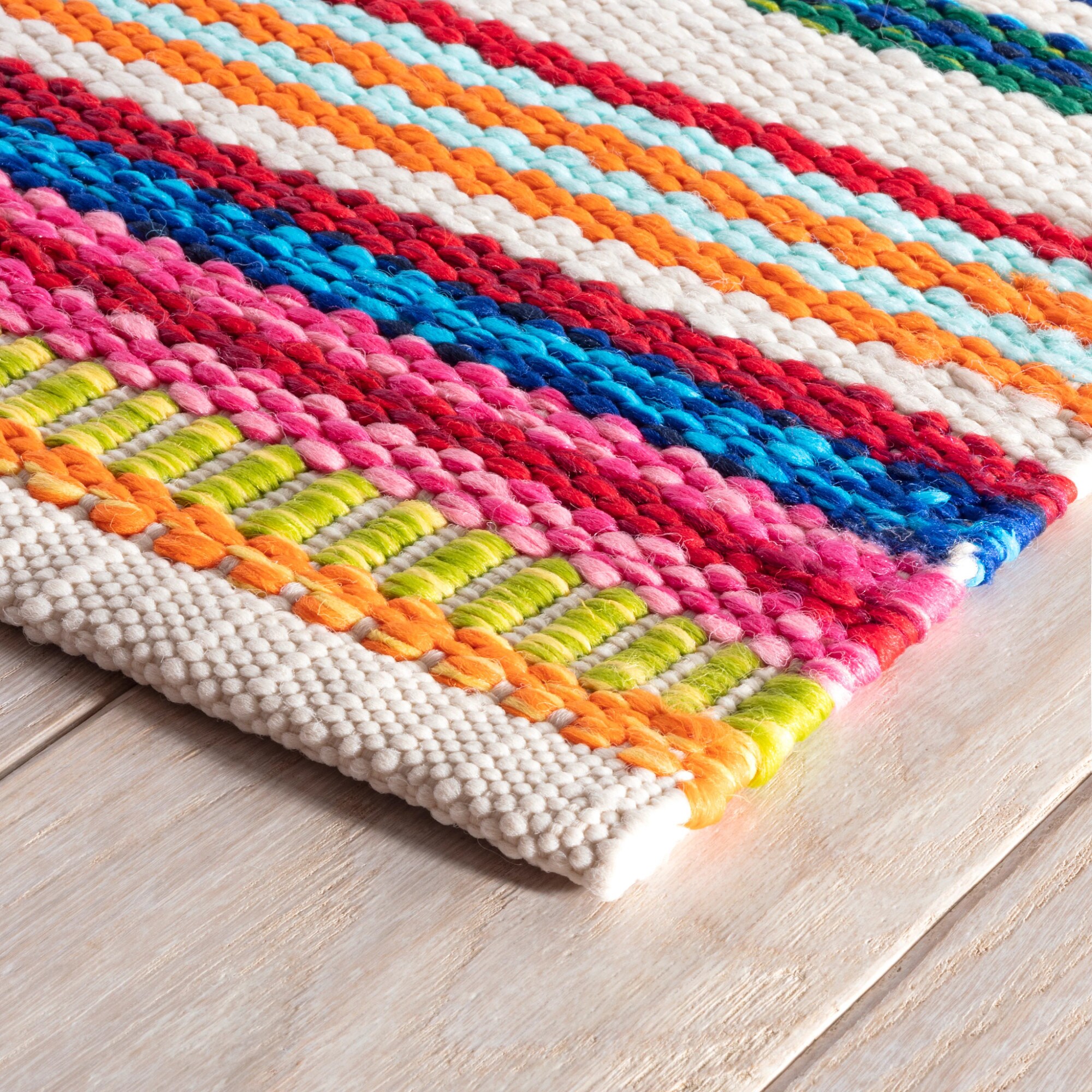 DASH & ALBERT Bright 4 x 6 Stripe Handwoven Indoor/Outdoor Rug in the ...