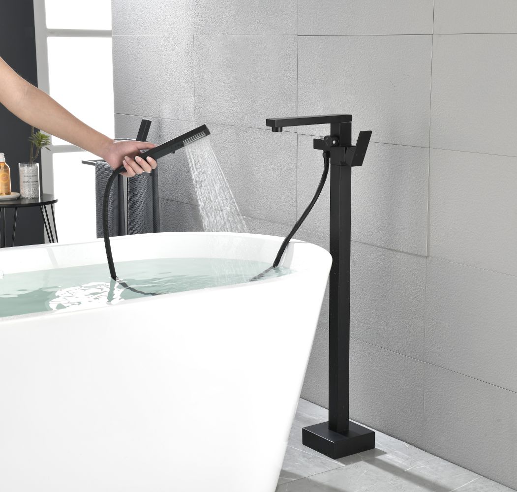 BEARSOLIM Floor Mounted Tub Faucet High Flow Freestanding Tub Filler ...