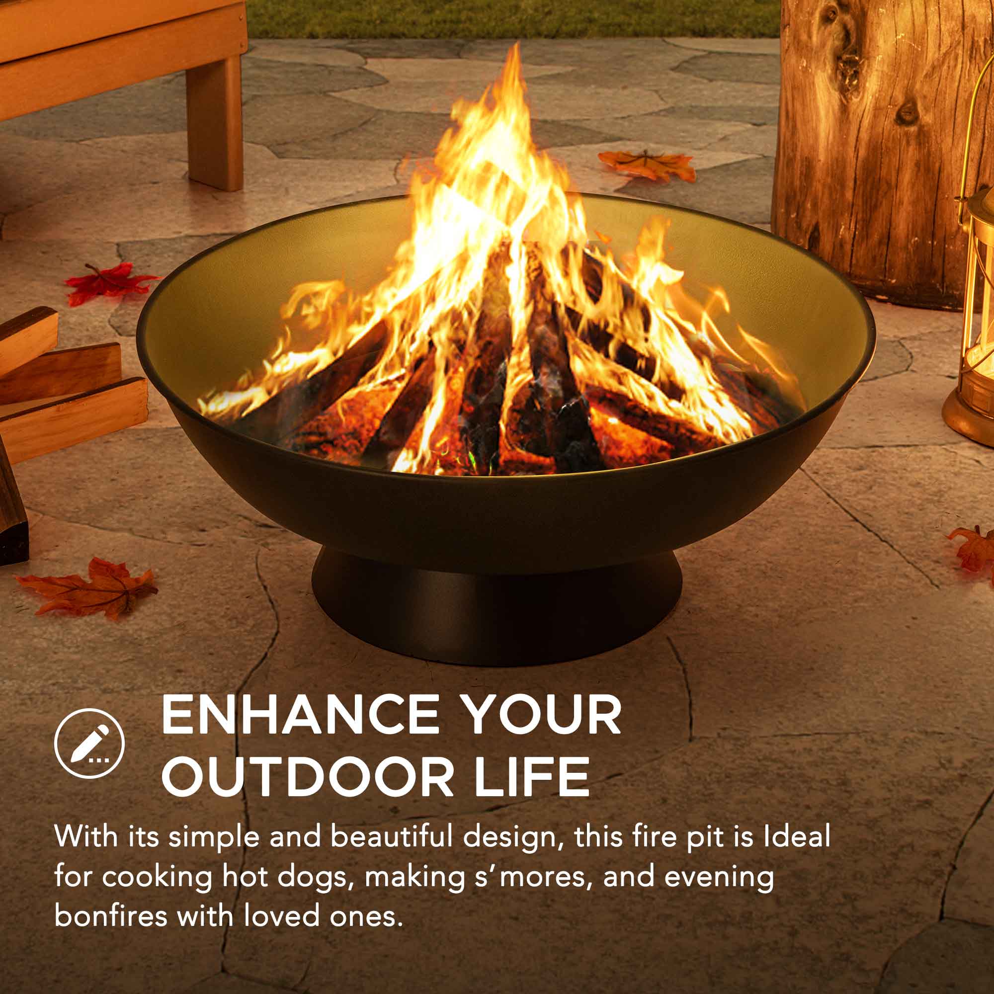 Sunjoy 22.83-in W Steel Round in the Wood-Burning Fire Pits department ...