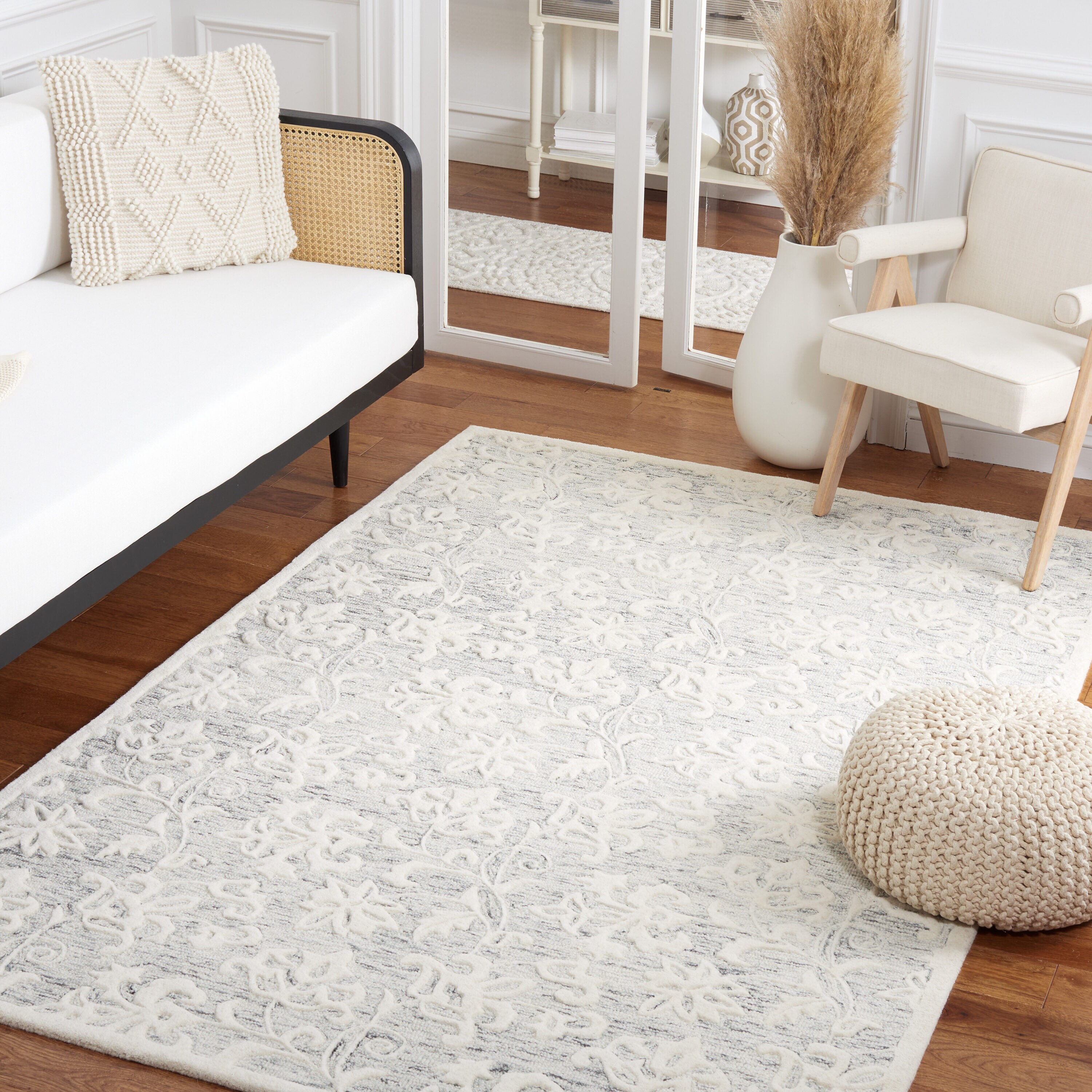 Safavieh Metro 853 Gray/Ivory Country Floral 5ft x 8ft Medium Rectangle ...