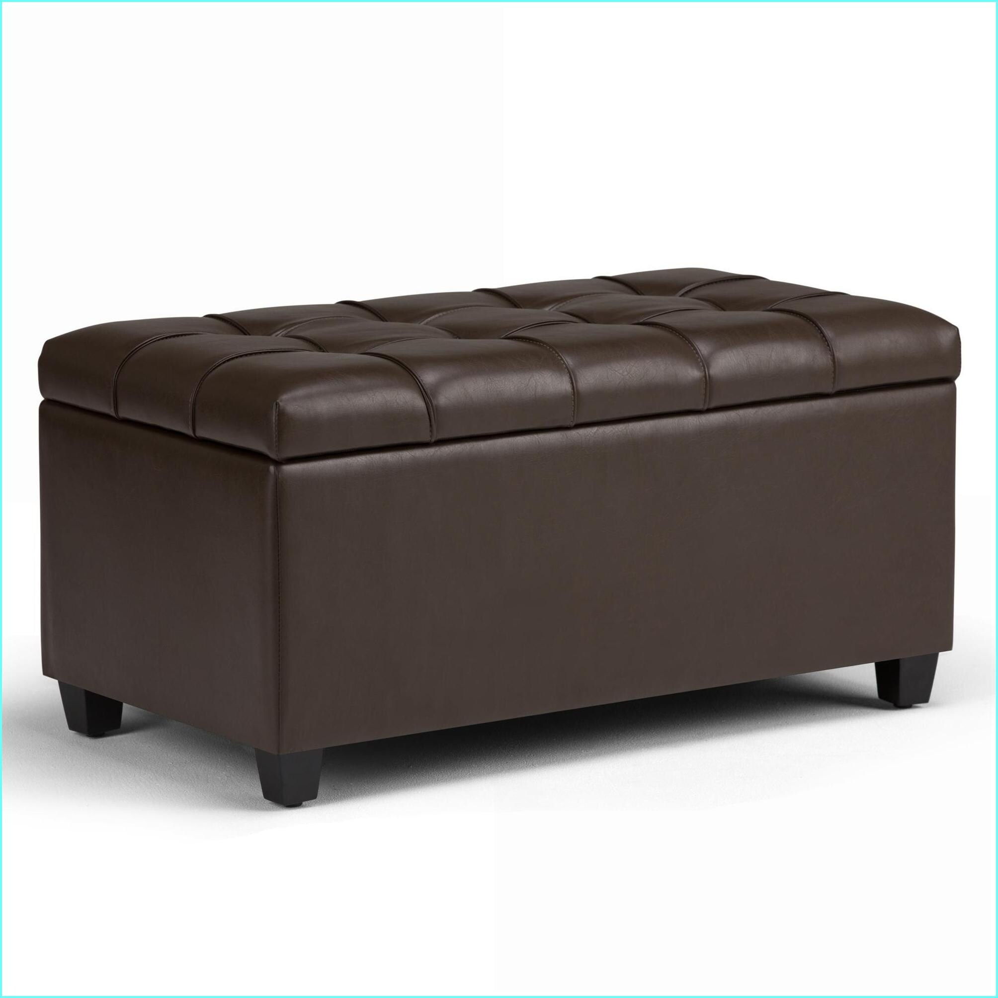 Watnature Ottoman Storage Bench Transitional Chocolate Brown Faux ...