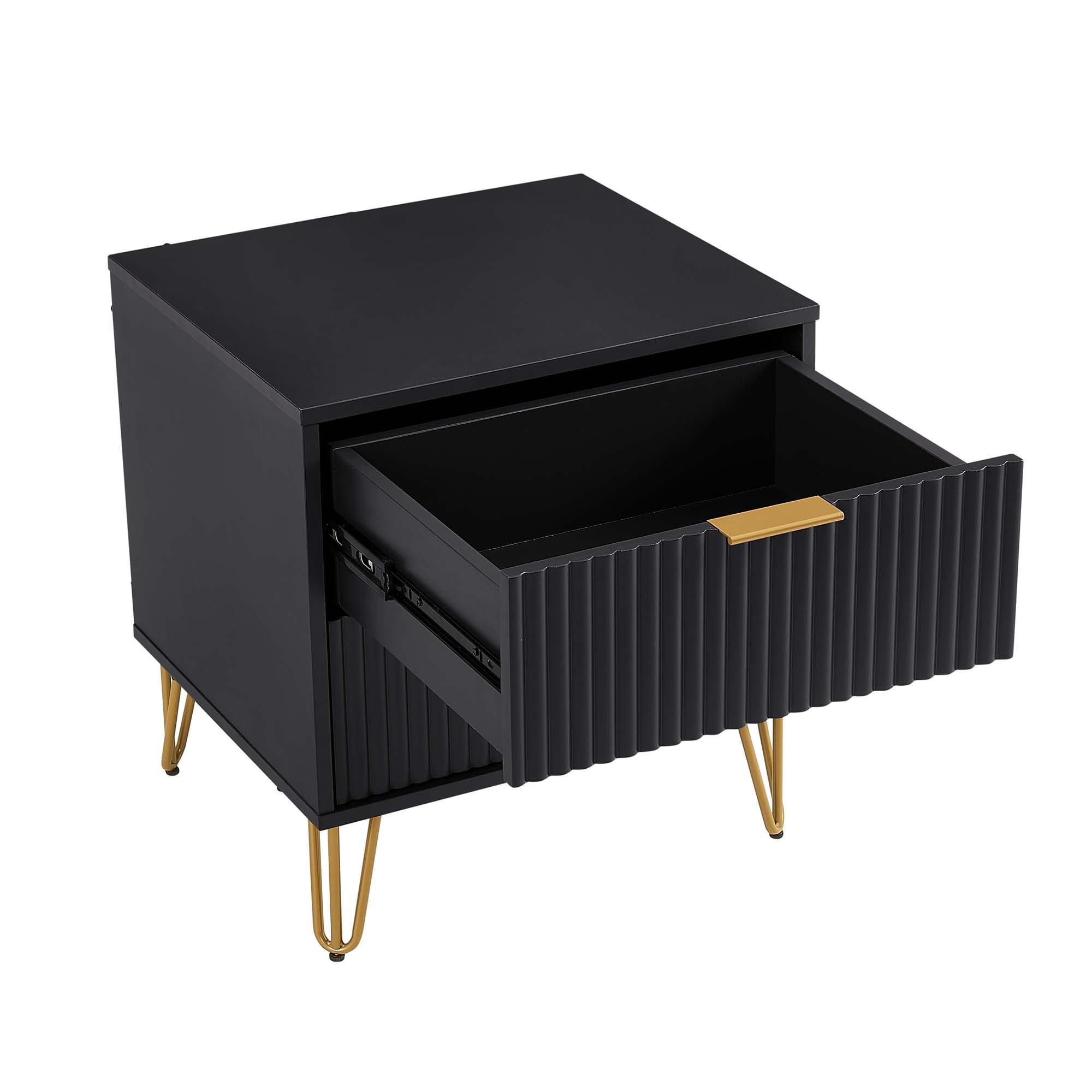 Misopily Black nightstand modern contemporary glam style two full ...