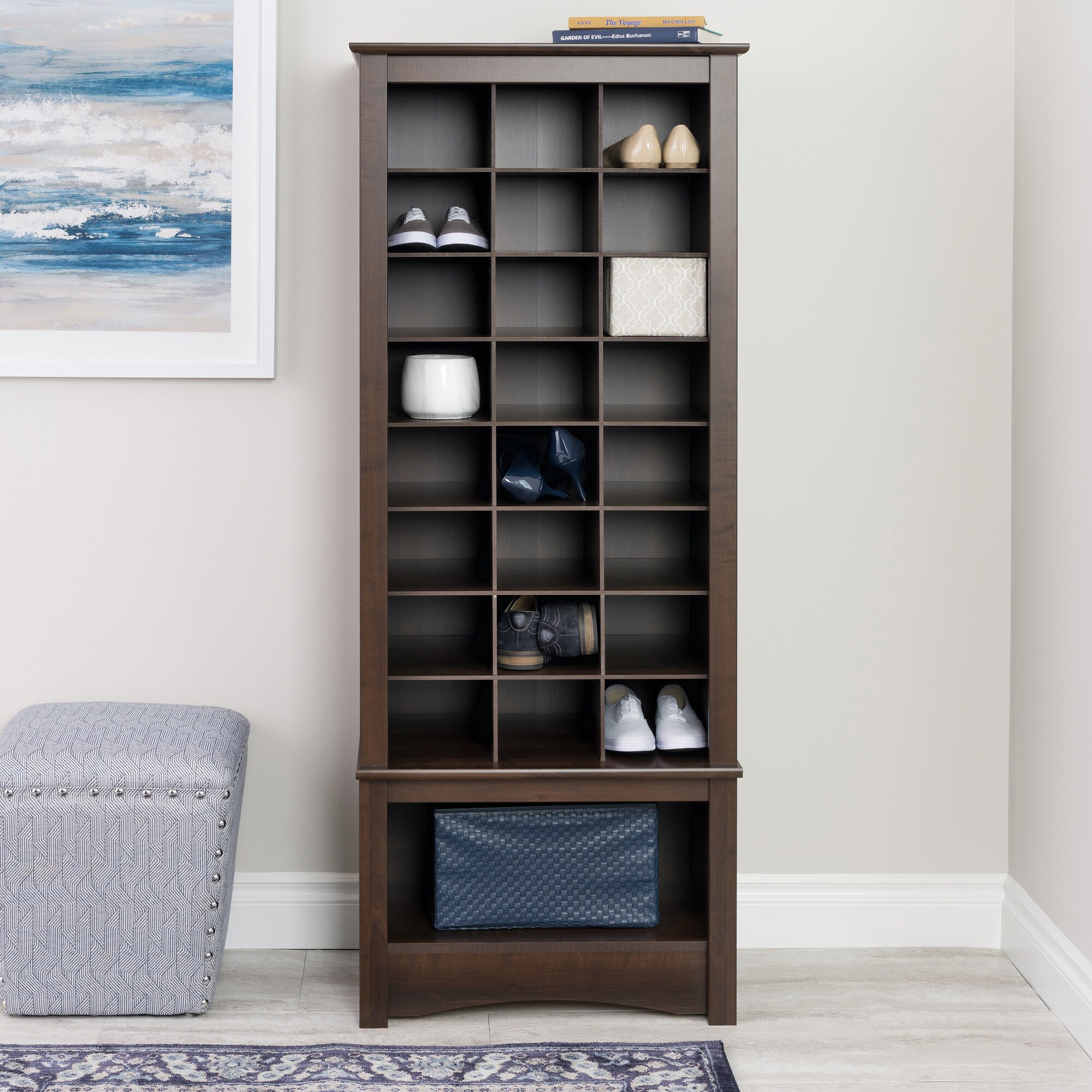 Prepac 61.25-in H 8 Tier 24 Pair Espresso Composite Shoe Rack in the ...