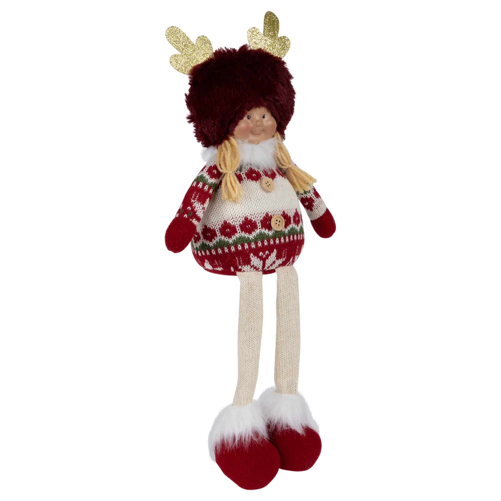 Northlight Sitting Plush Girl with Dangling Legs Christmas Figure - 16 ...