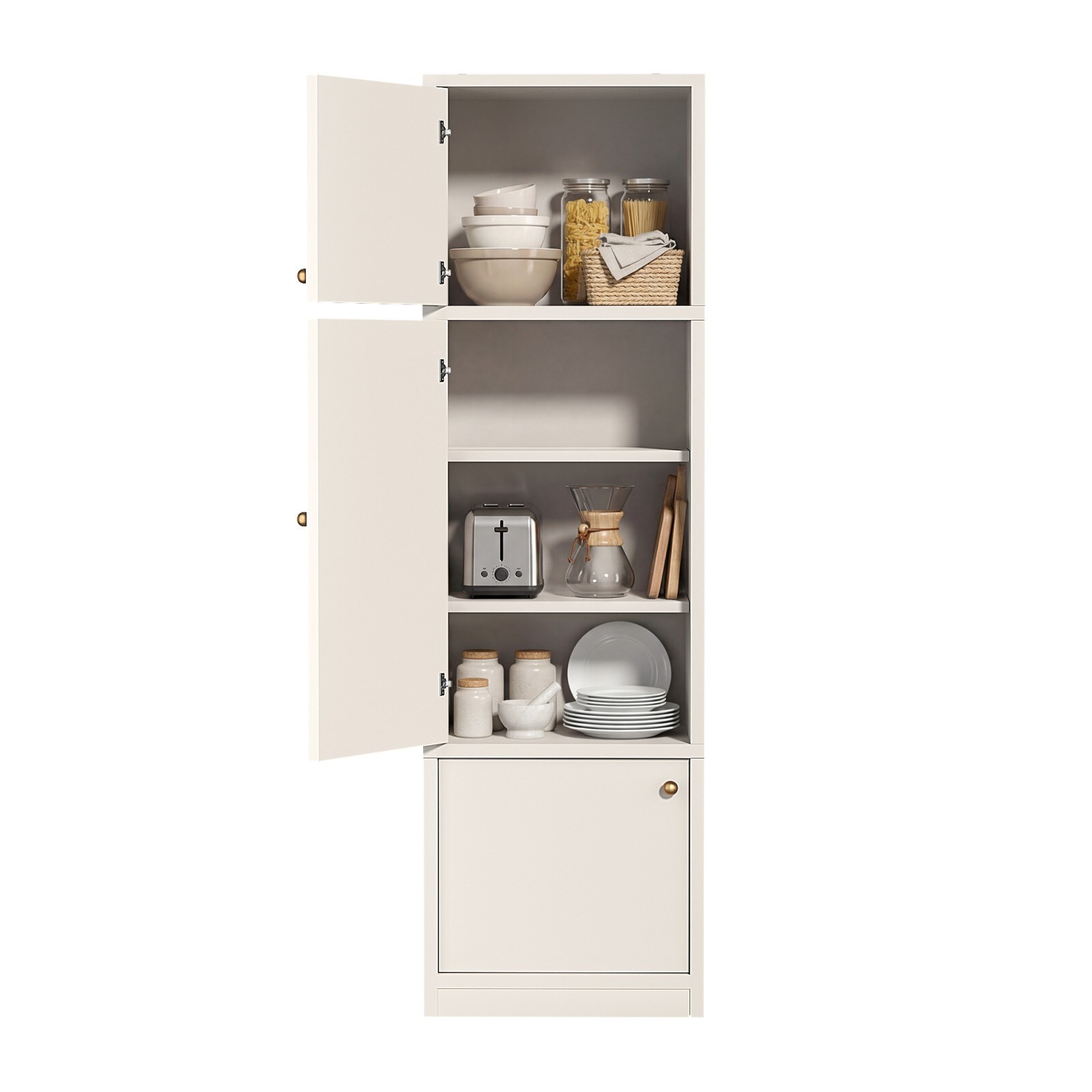 GlasFlength 71-Inch Tall Narrow Pantry Cabinet Freestanding Storage ...