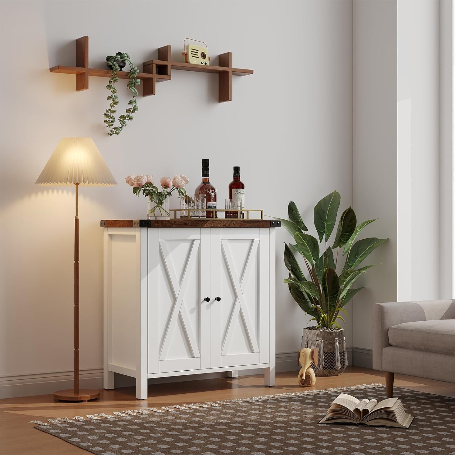 Garvee Two-Tone Farmhouse Saver - 2 Barn Doors and Adjustable Shelves ...