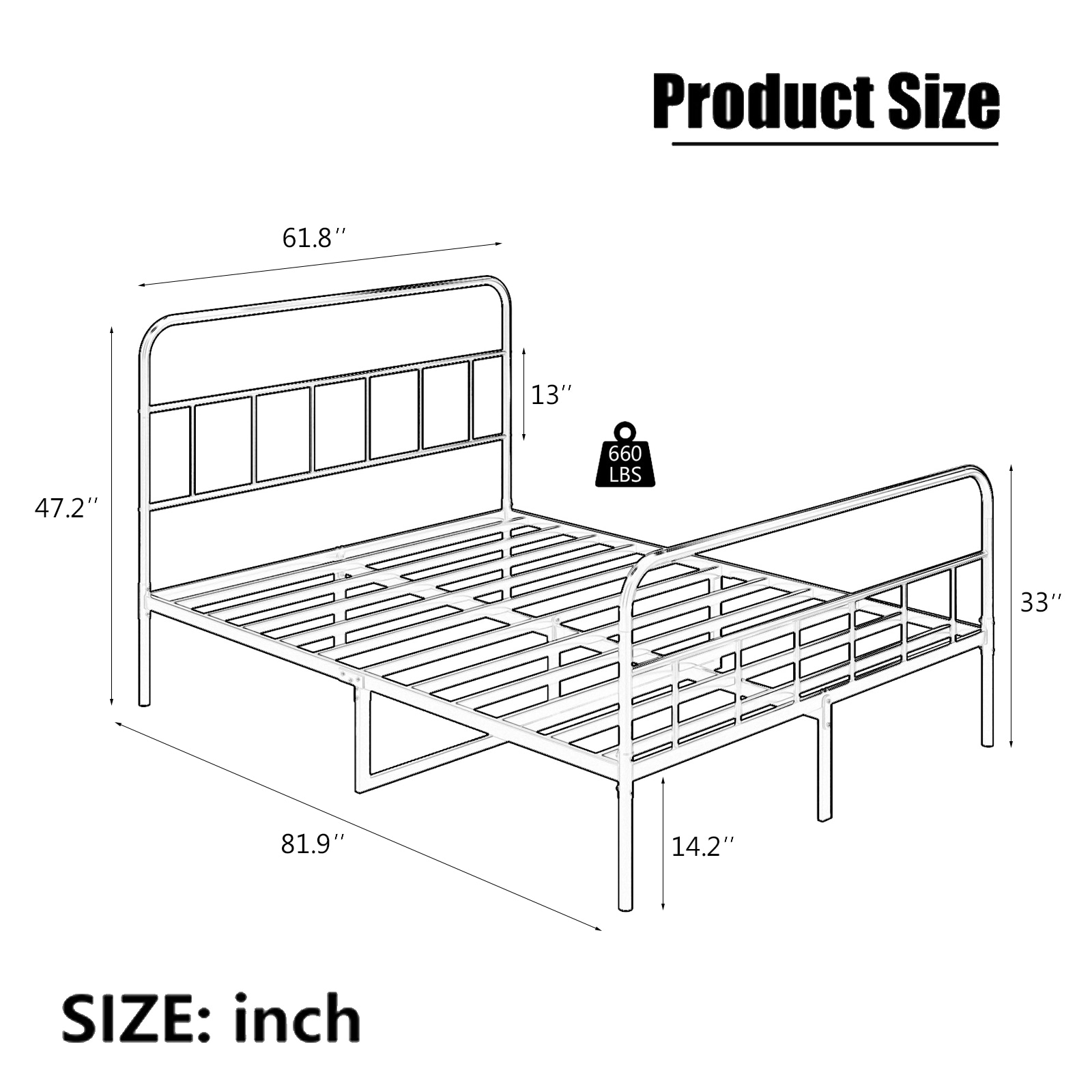 insta-bed Queen black Metal Tufted Bed Frame with Headboard in the Beds ...