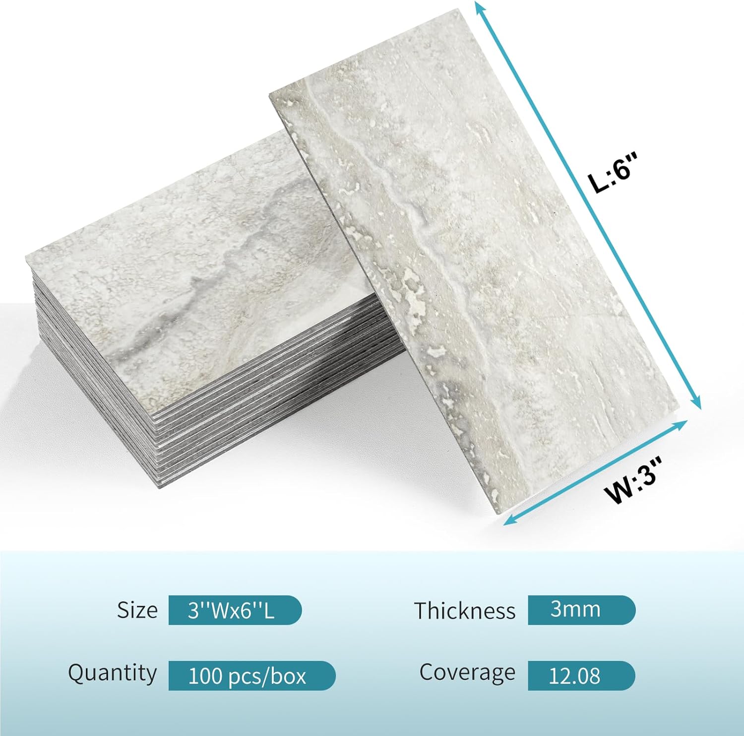 Vamos Tile 100 Piece Matt Beige Mixed Grey Slate Peel and Stick ...