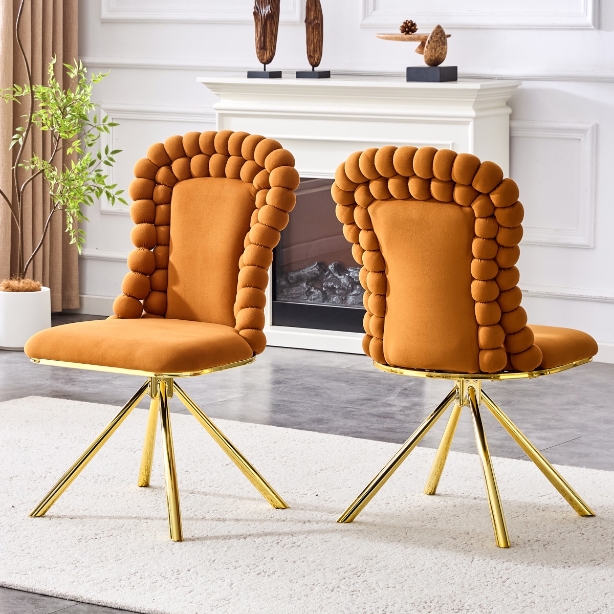 Streamdale Furniture Streamdale Set of 2 Orange Puffy Bubble Chairs ...