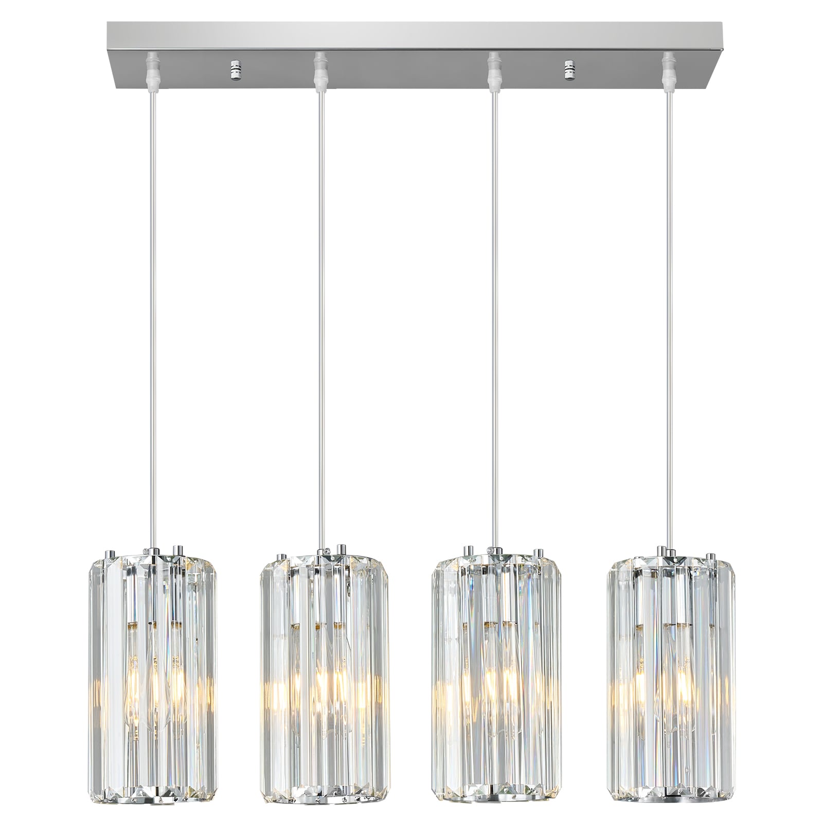ZHLLMQ Modern 23.42 in 4-Light Chrome Series Vertical Crystal Cylinder ...