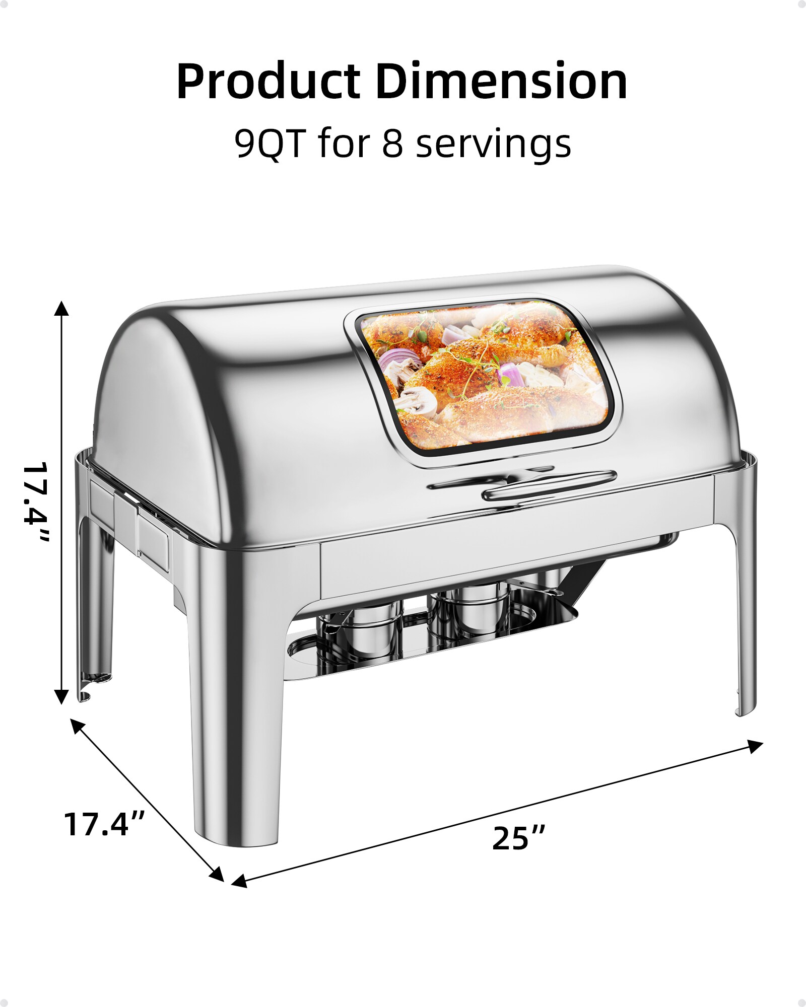 Garvee 9QT Roll Top Chafing Dish Buffet SetRectangle Stainless Steel ...