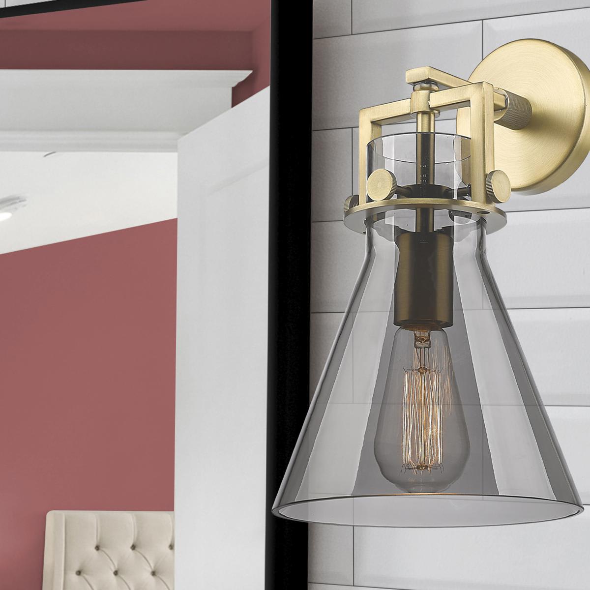 Innovations Lighting 411-1W-BB-G411-8SM Newton Cone Wall Sconce Brushed ...