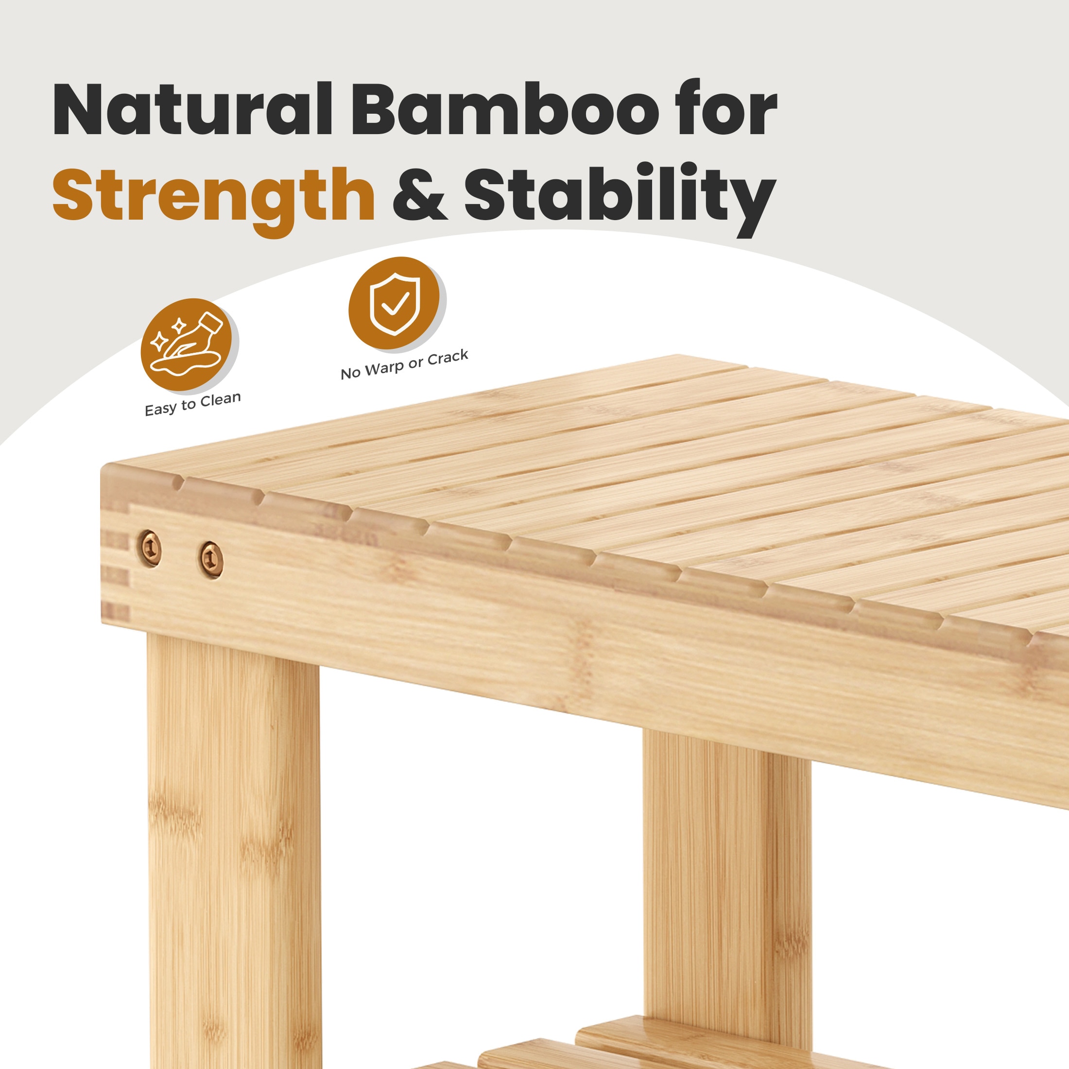 Sweetcrispy Modern Natural Wood Bamboo Shoe Bench with Storage 19.7-in ...