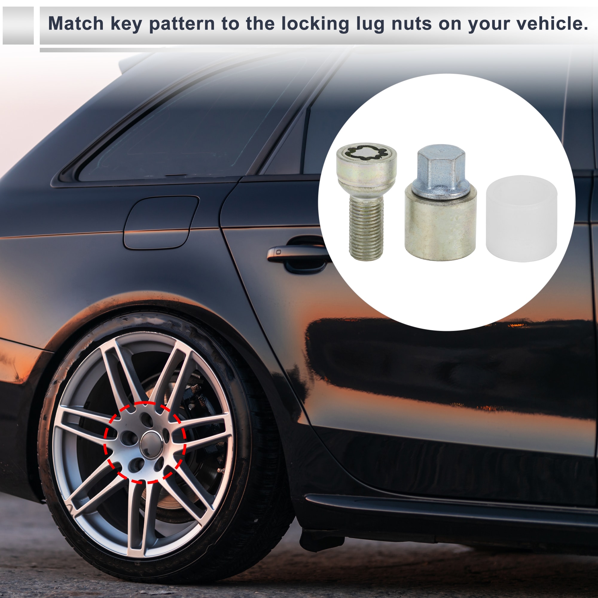 Unique Bargains Vehicle Wheel Lock Lugnut with Bolt Kit for Audi A4L A5 ...