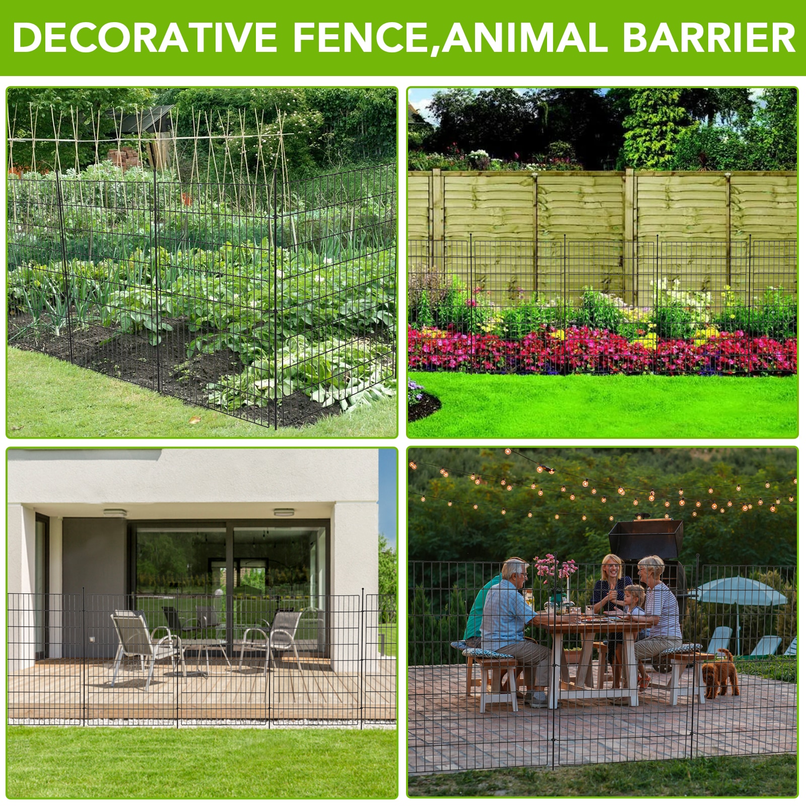 Edwards Garden Fence 10 Panels No Dig Decorative Fence for Outdoor Yard ...