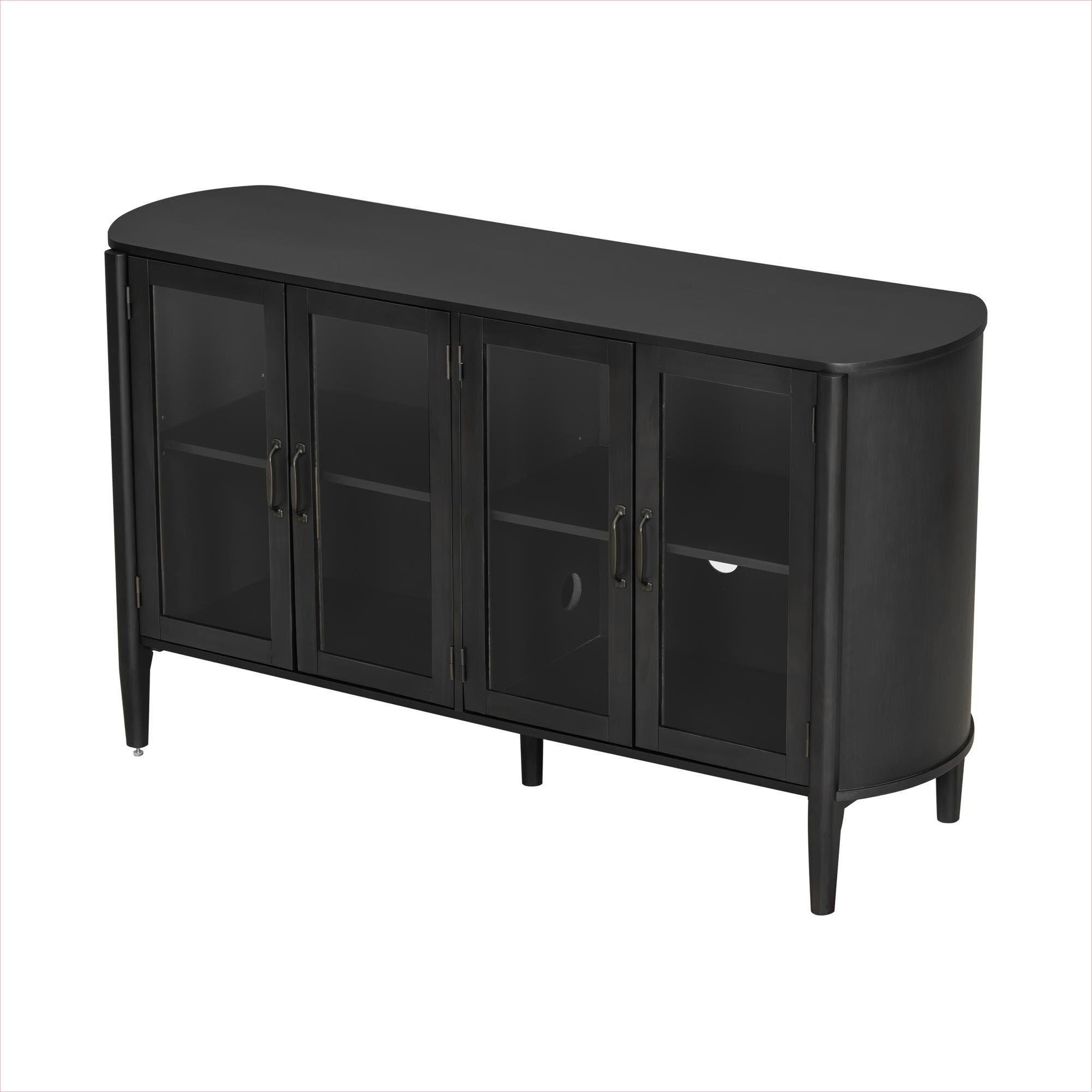 Watnature Large Size Solid Wood MDF Glass Modern Style Black-Toned ...