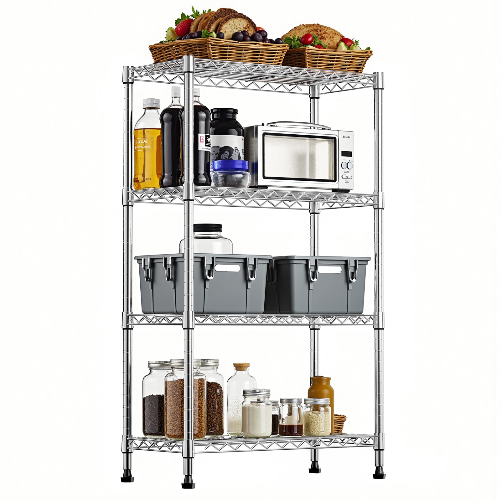 Tatayosi Steel 4 Tier Chrome Shelving Unit Heavy Duty 1000lb Capacity ...