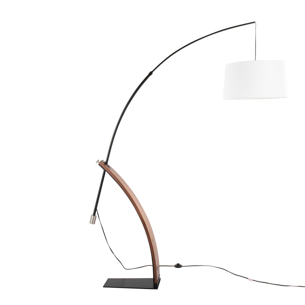 Blisstyle Robyn Mid Century Modern Floor Lamp in Walnut Wood and Black ...