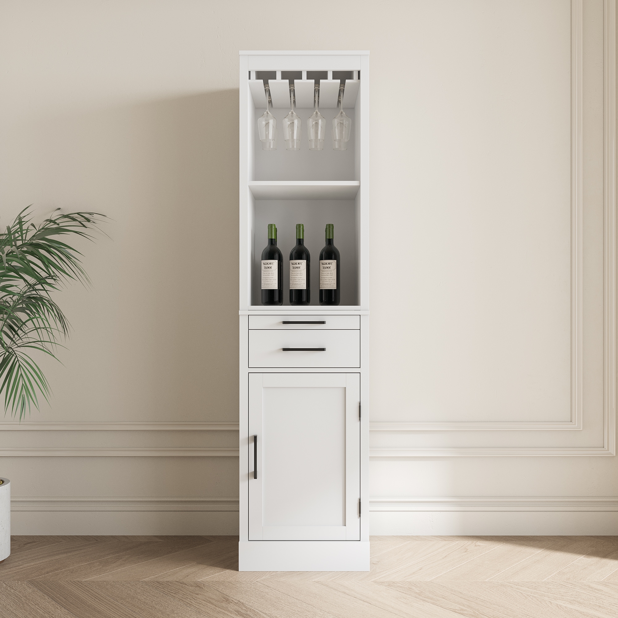 LUXEYARD White color modular wine bar cabinet Buffet Cabinet with Hutch ...