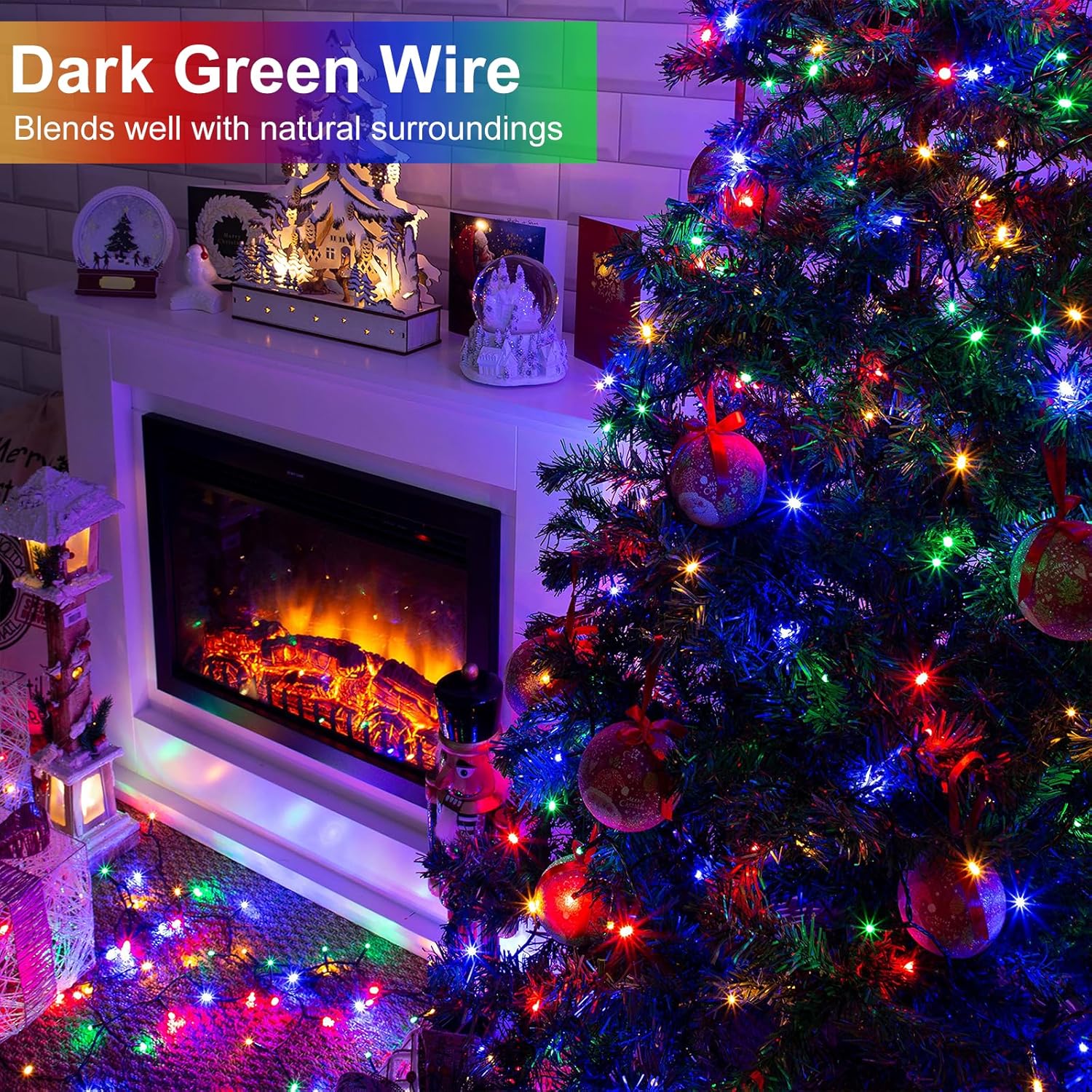 Luupatchy Multicolor Christmas String Lights with 8 Modes 100FT 300 LED ...