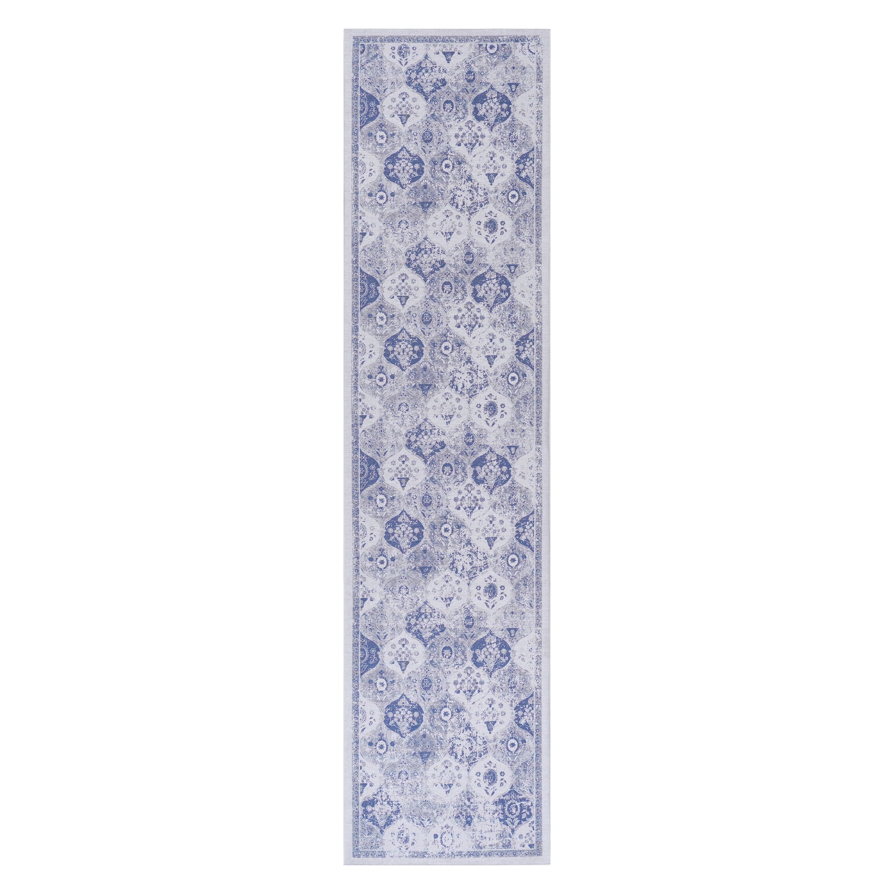 JJJ Boho Washable Runner Rug Loomed Blue Runner Rug Rectangular Indoor ...