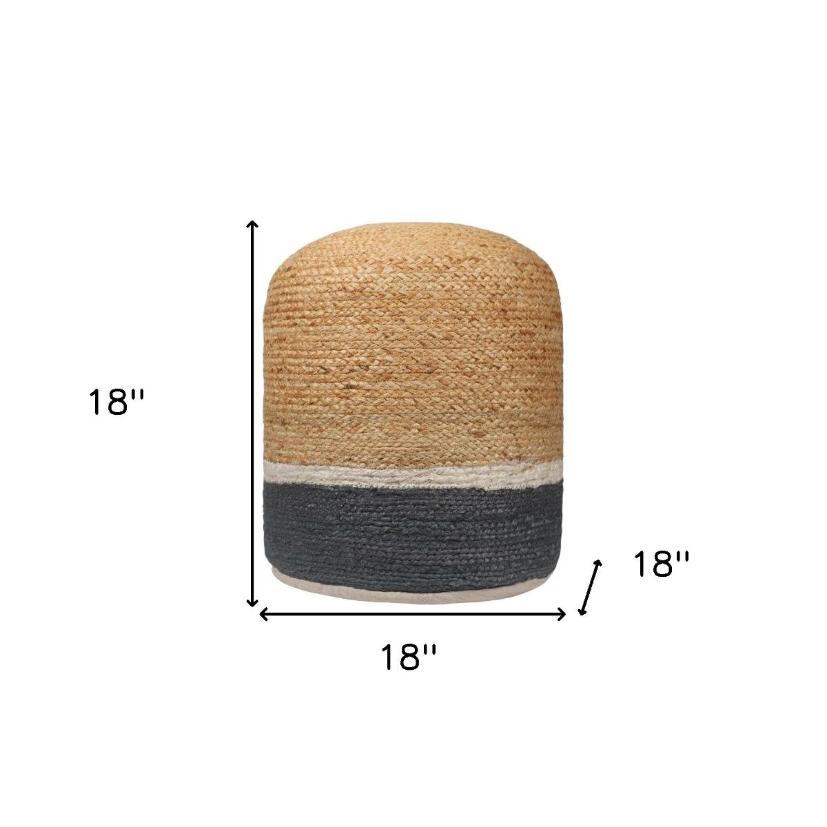 HomeRoots Modern Natural, Gray Jute Pouf Ottoman in the Ottomans ...