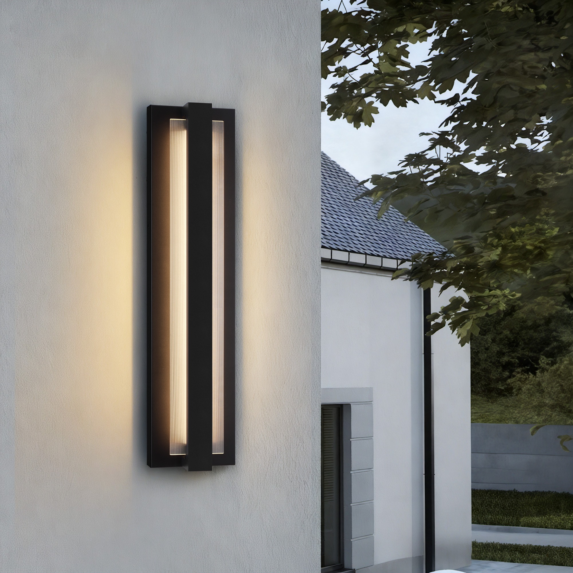 LamQee EXterior LED Wall Light 23.6-in H Matte Black Hardwired ...