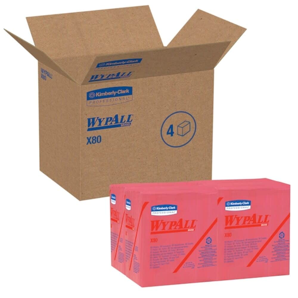 WYPALL Power Clean X80 Heavy Duty Cloths Extended Use Quarter-fold Red ...
