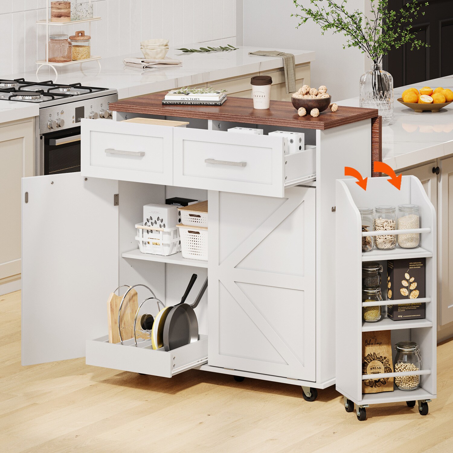Streamdale Furniture Streamdale 47.2'' Farmhouse Kitchen Island with ...