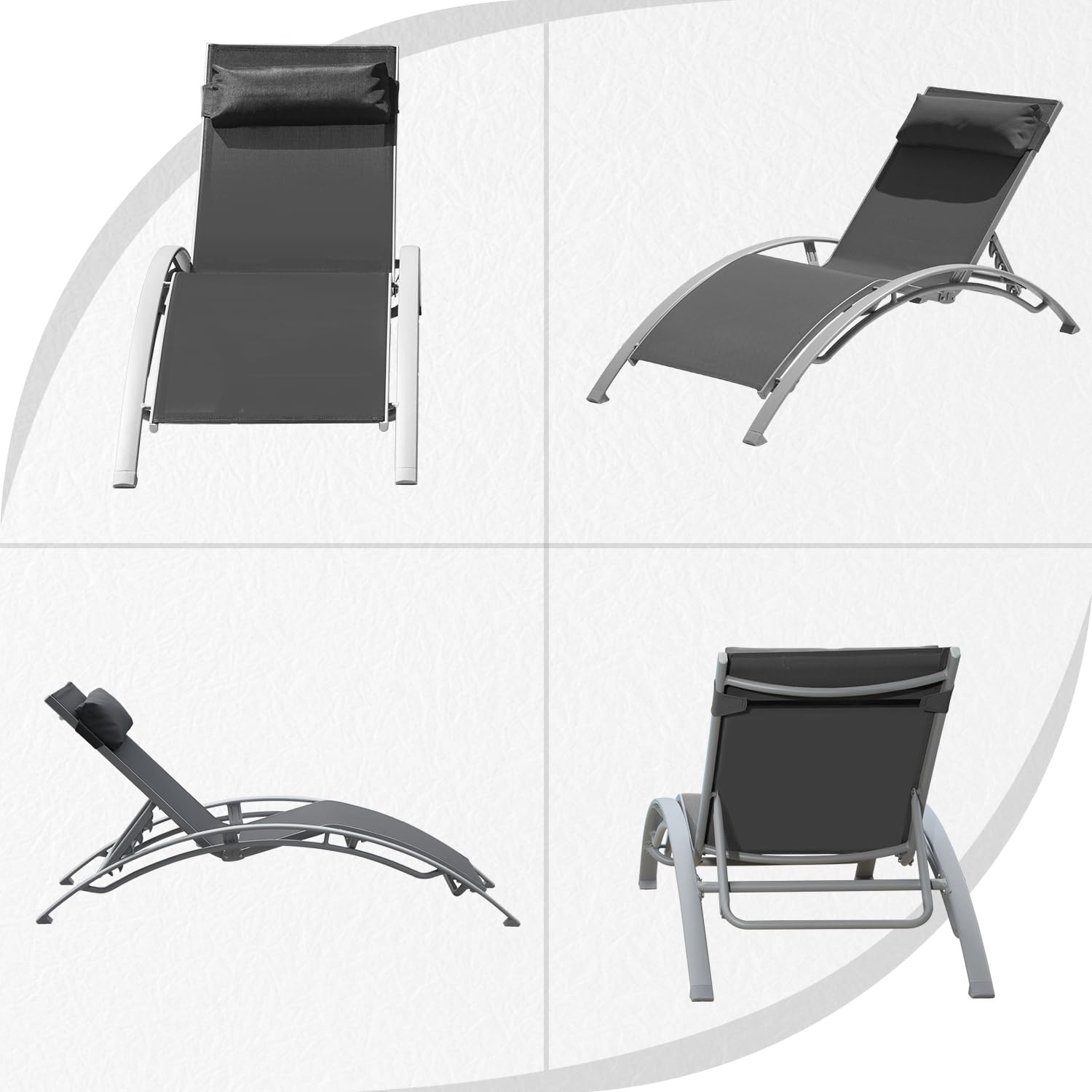 Damerin Patio Chairs Set of 2 Dark Gray Aluminum Frame Stationary ...