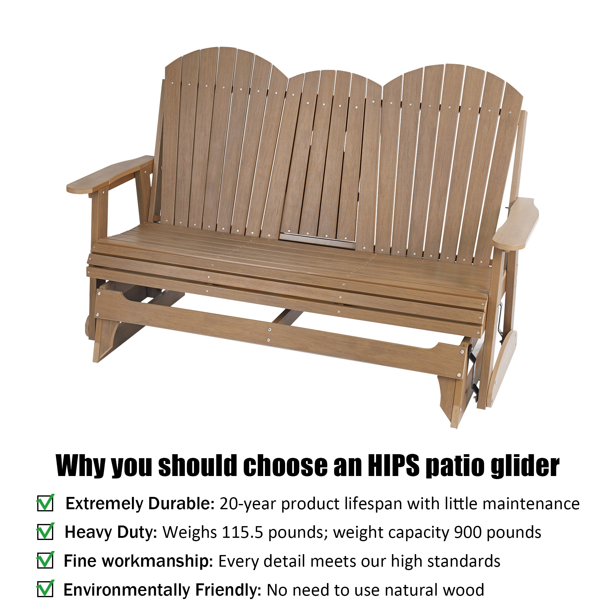 Fortune Candy 3-Seat All-Weather Resistant Poly Lumber Durable HIPS ...