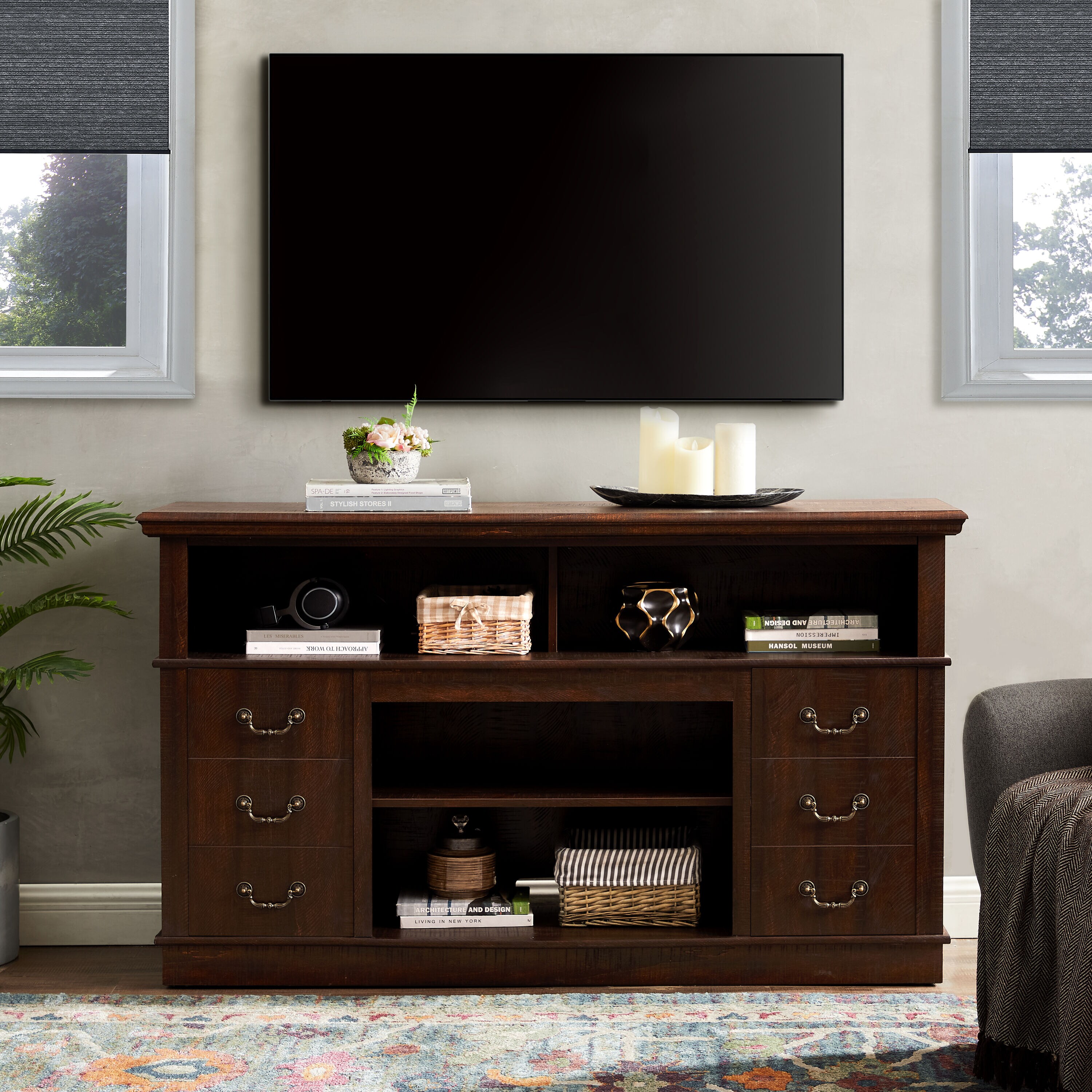 Huluwat Retro TV Stand with Storage for TVs up to 65-inch Mid Century ...