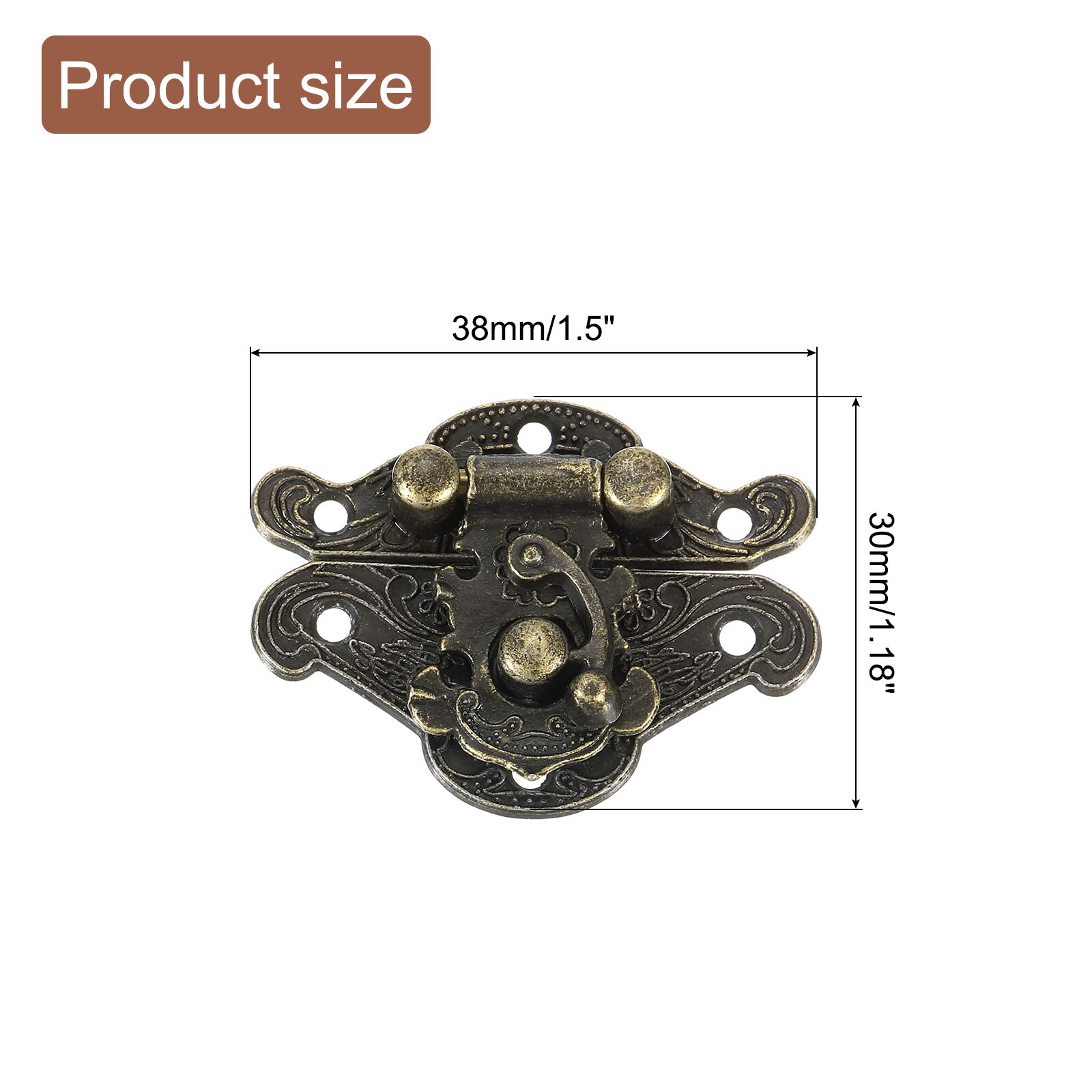 Unique Bargains Hasp Clasp Latch Lock 38 x 30mm Decorative Retro Toggle ...