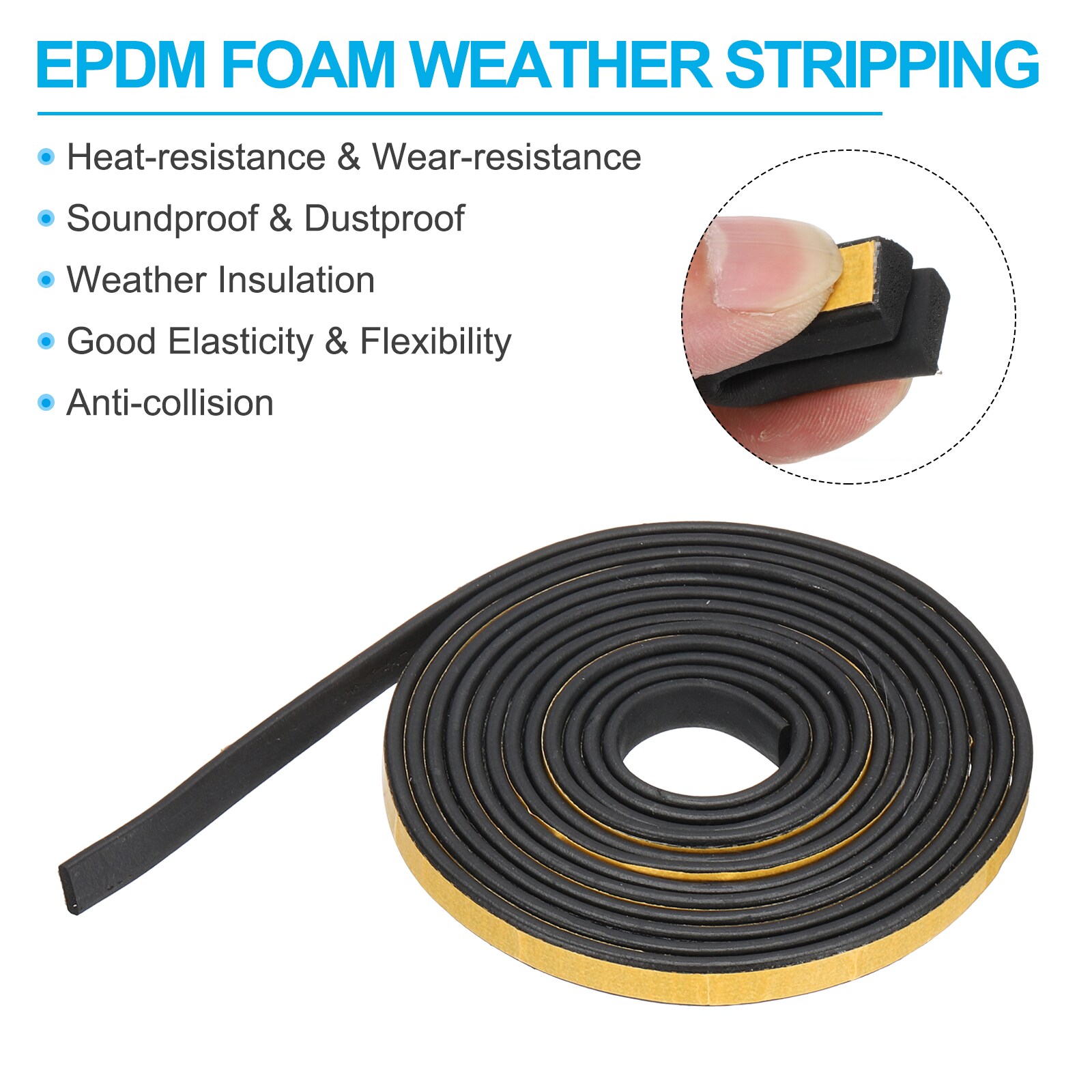 PATIKIL Total 39.2-Foot Weather Stripping Door Seal 4 Roll 3/8-Inch ...