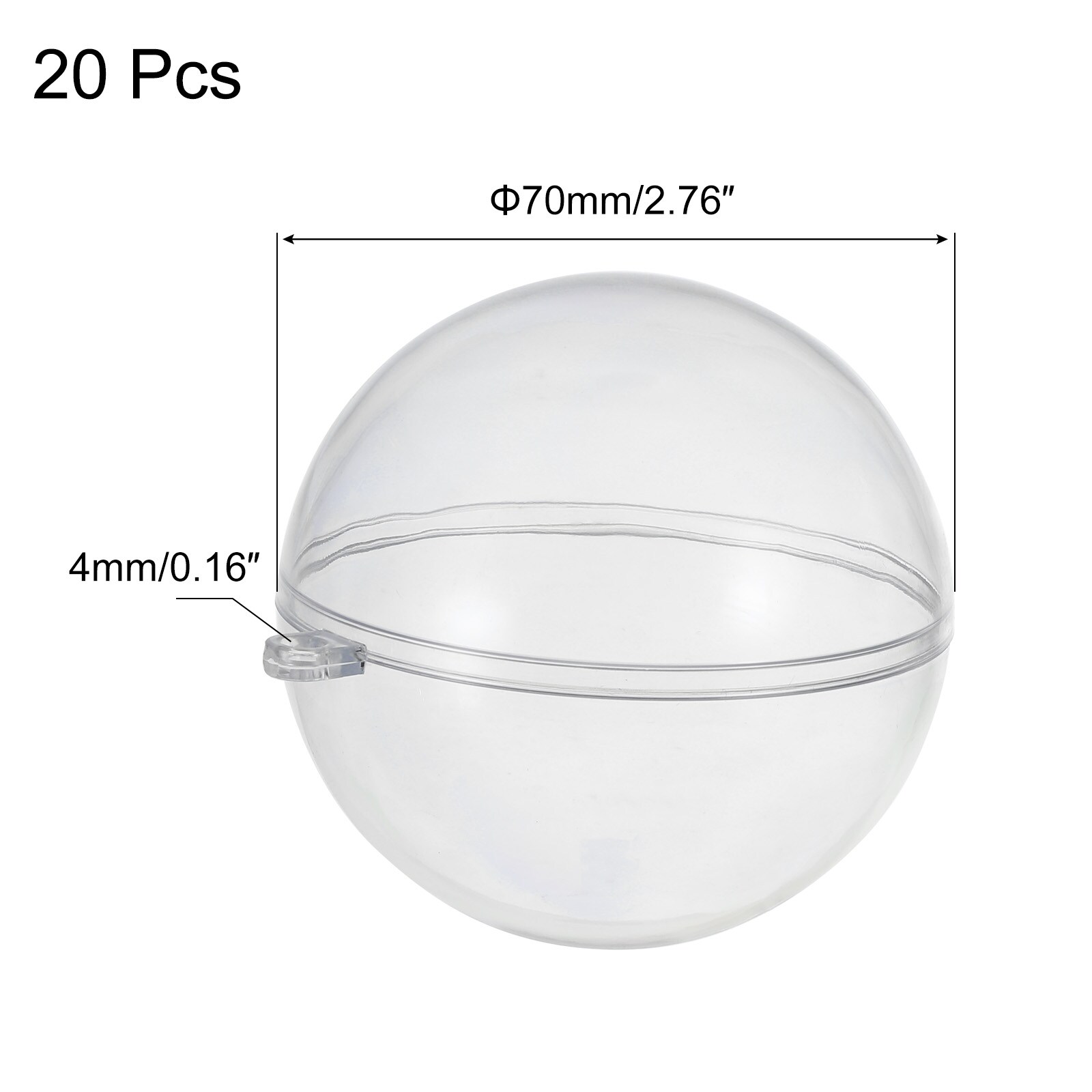 PATIKIL Plastic Ornaments Ball Craft Ball Clear 2.76 Inch for Christmas ...