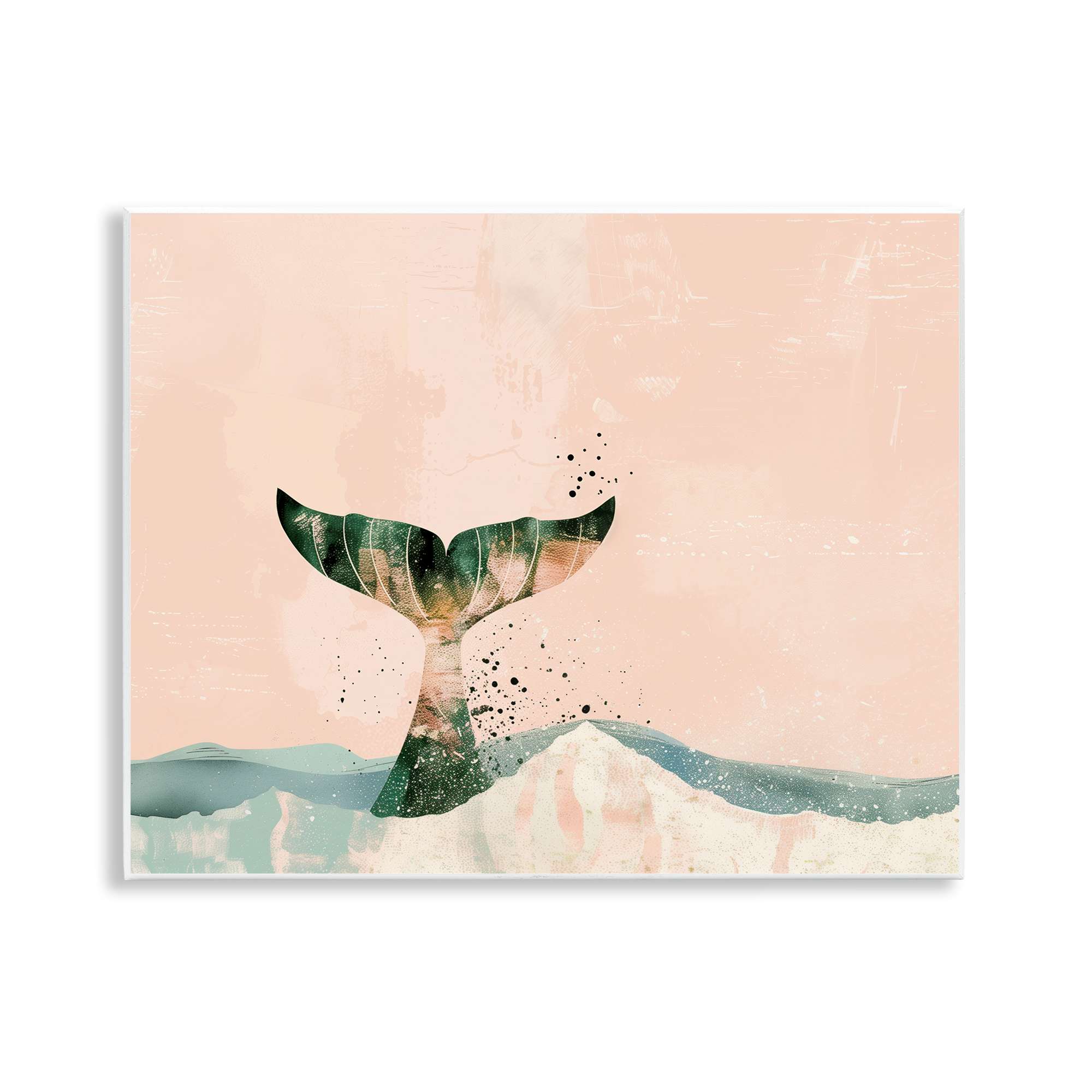 Stupell Industries Pink Abstract Whale Tail Wall Plaque Art By ...