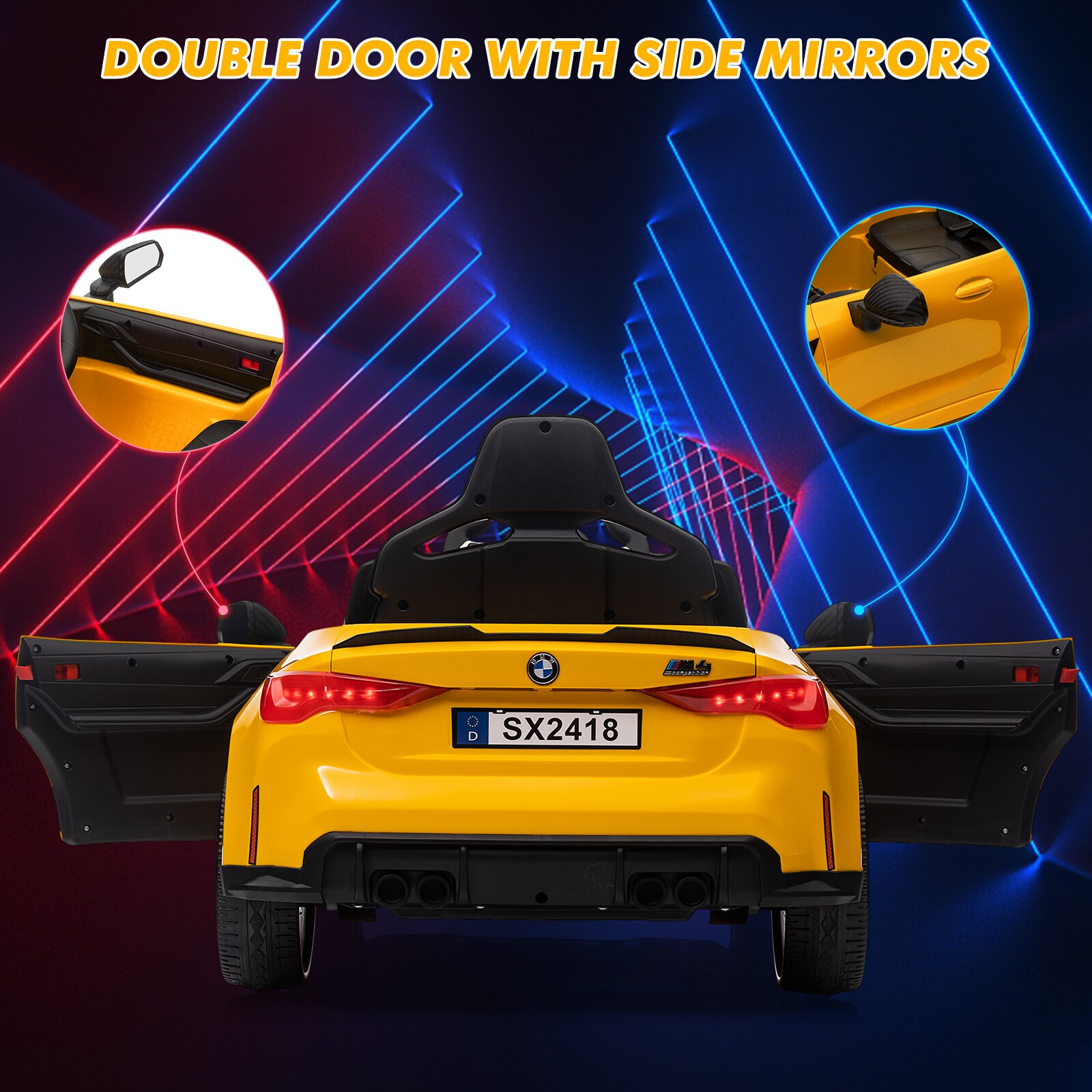 Der Rose 12V Kids Electric Ride On Sports Car With Remote Control Dual ...