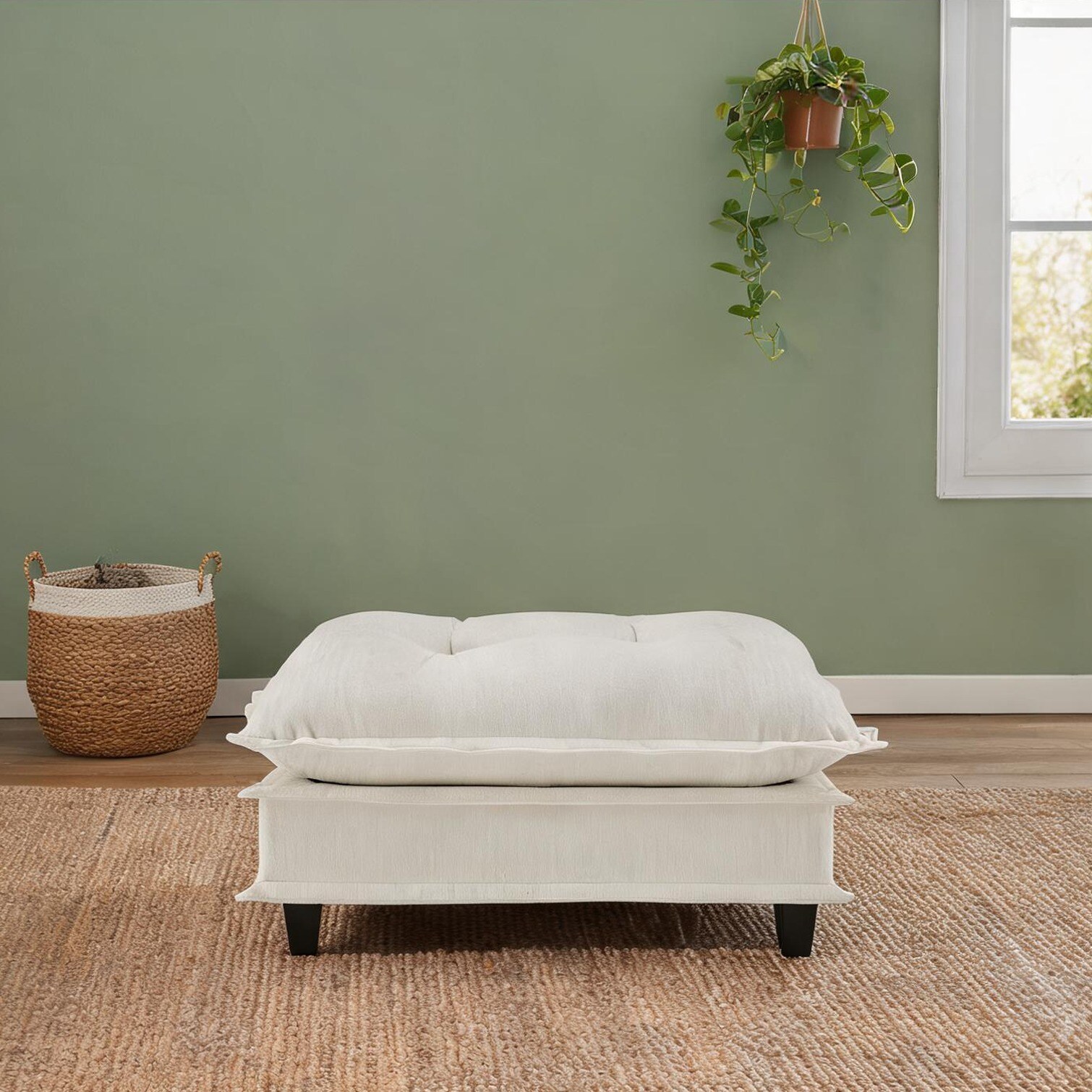 Watnature Modular Chenille Ottoman in Soft Beige with Flexible ...