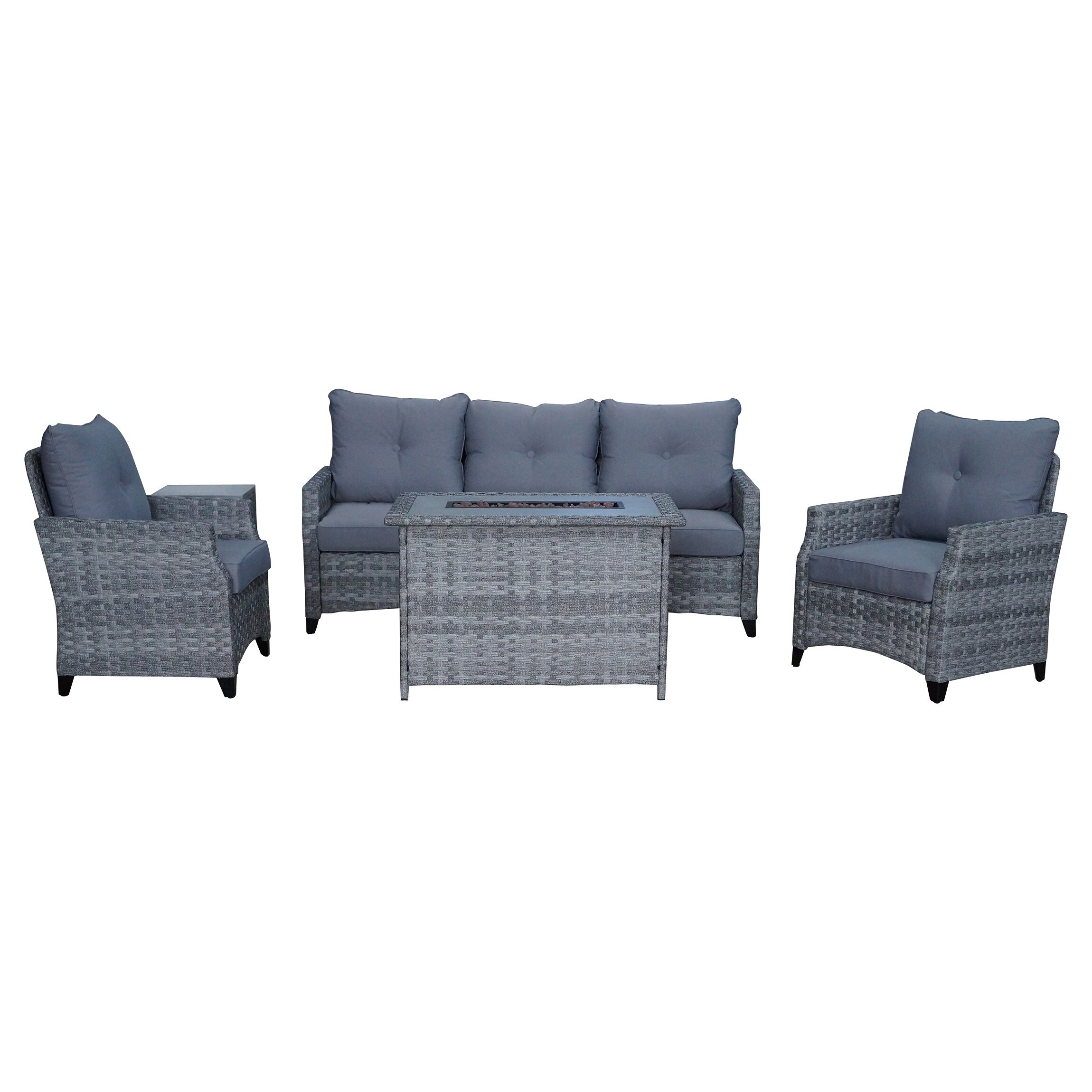 Courtyard Casual Costa mesa 5-Piece Woven Patio Conversation Set with ...