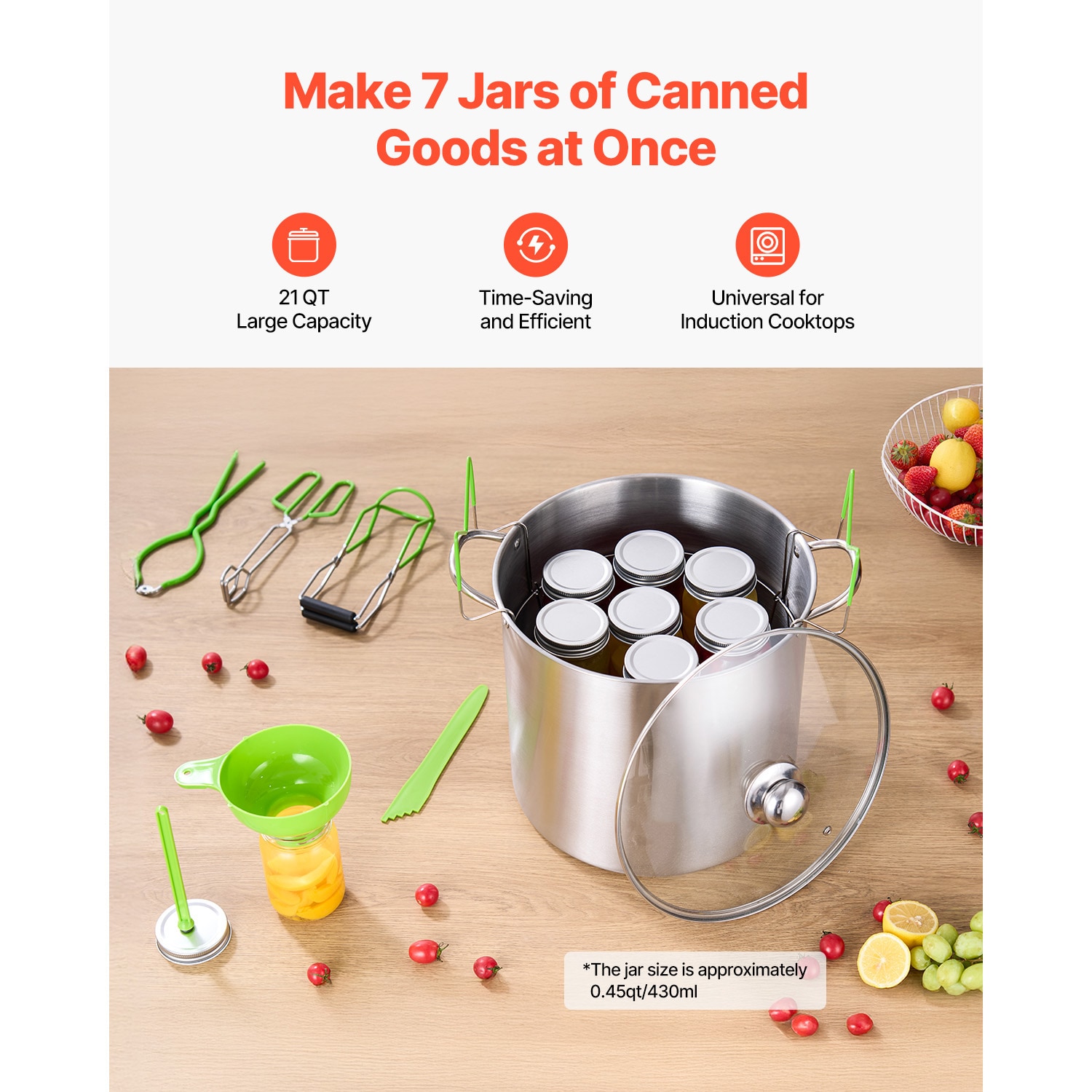 VEVOR Canning Supplies Starter Kit 9 Pieces Stainless Steel Water Bath ...