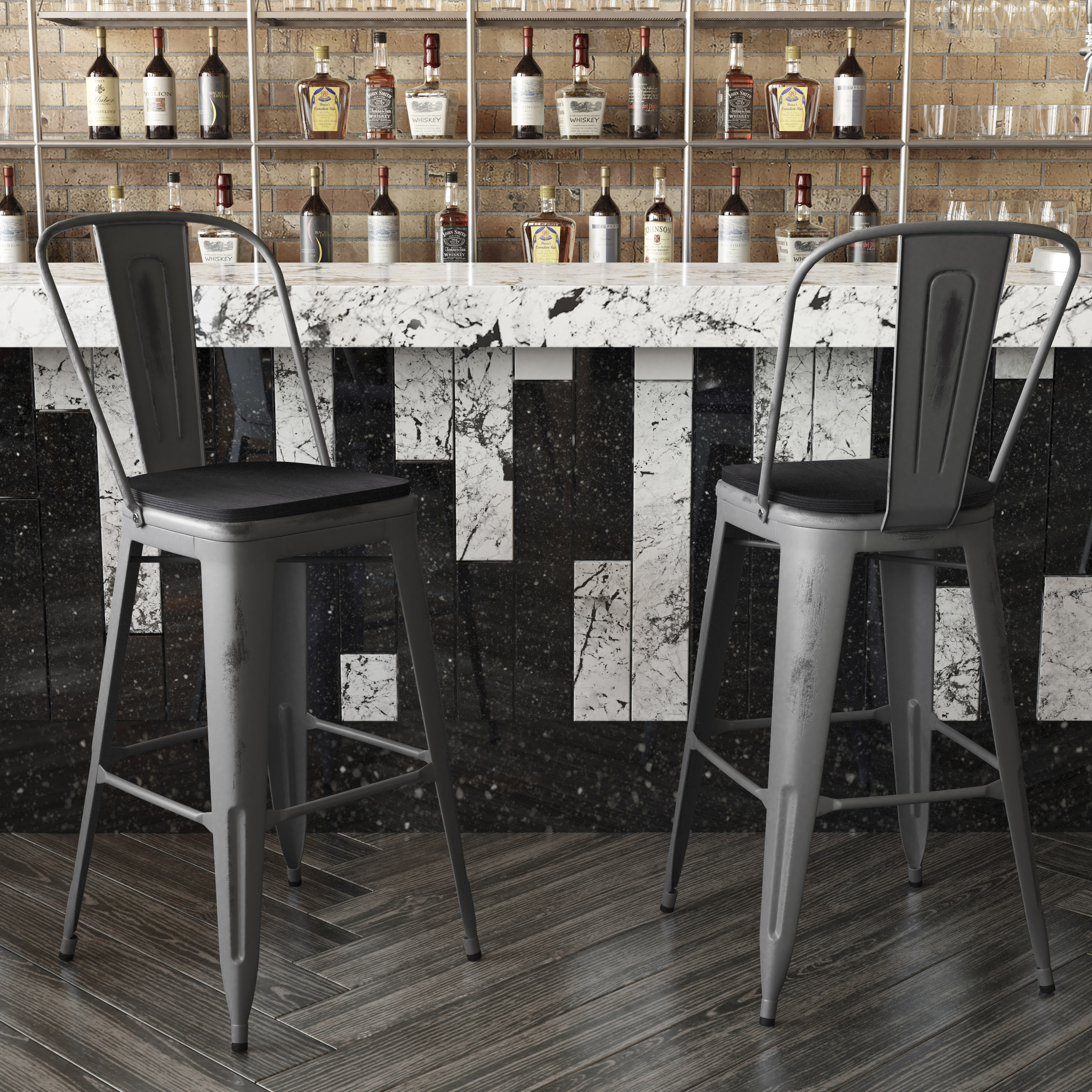 Flash Furniture Lincoln 30-in High Silver Antique Finish with Clear ...
