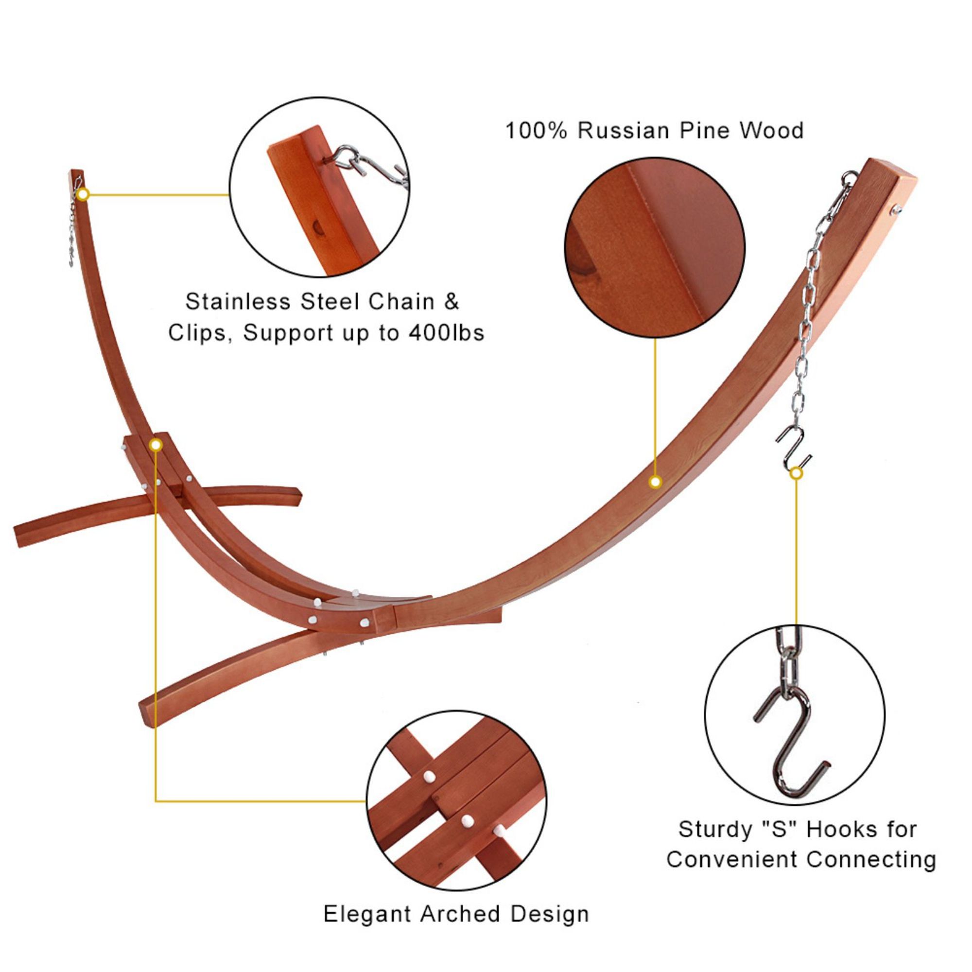 Winado 14 ft. Larch Wood Hammock Stand in Teak in the Hammock Stands ...