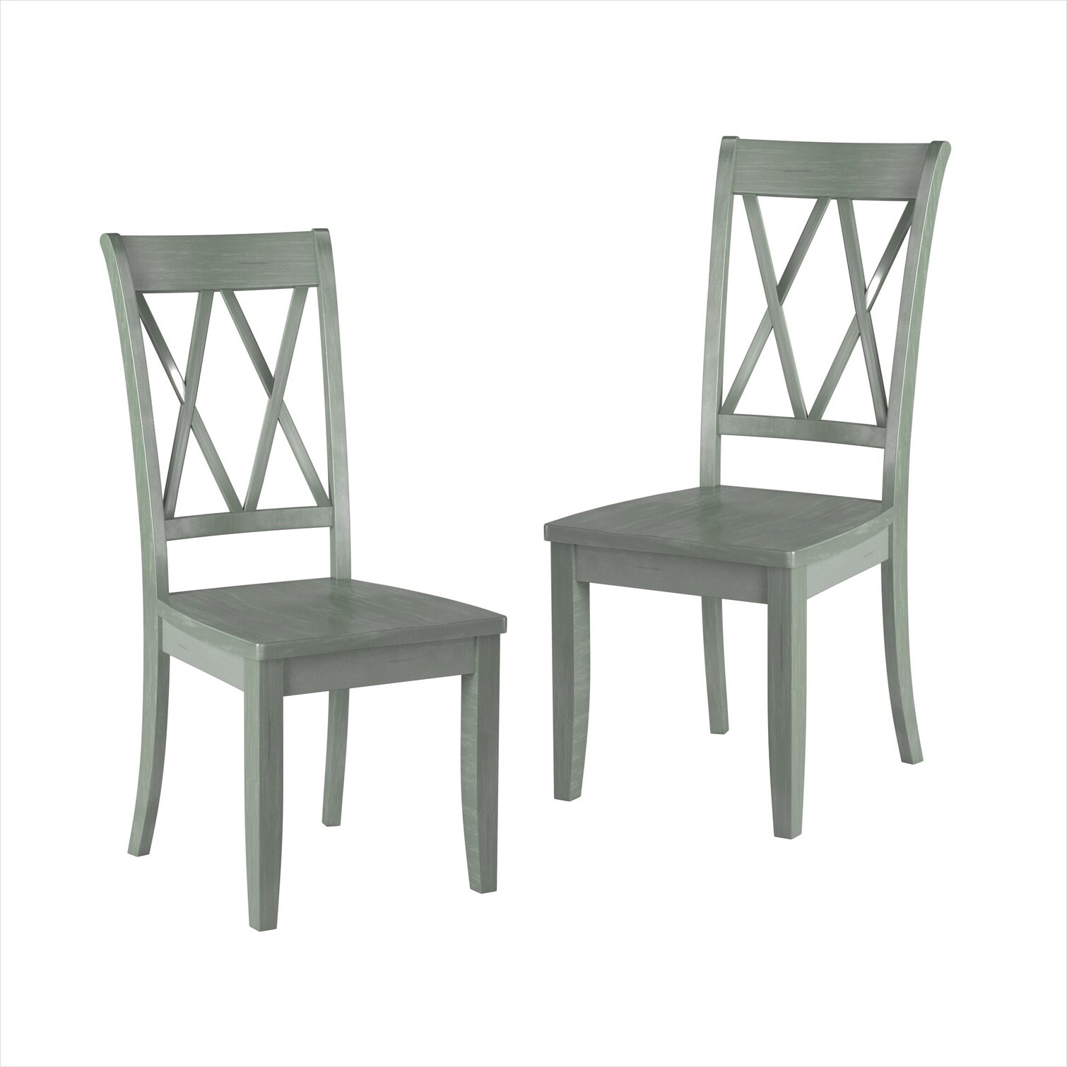 Naturefalls Set of 2 Transitional Teal Side Chairs with Double-X Back ...