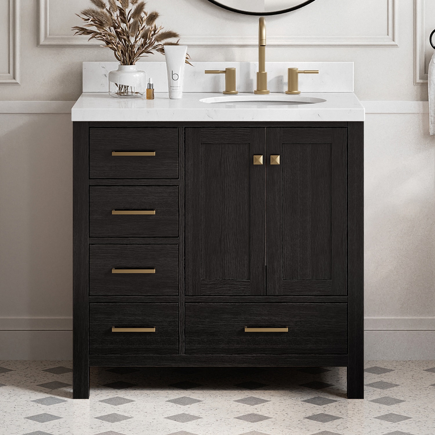 ARIEL Cambridge 36.25-in Black Oak Undermount Single Sink Bathroom ...