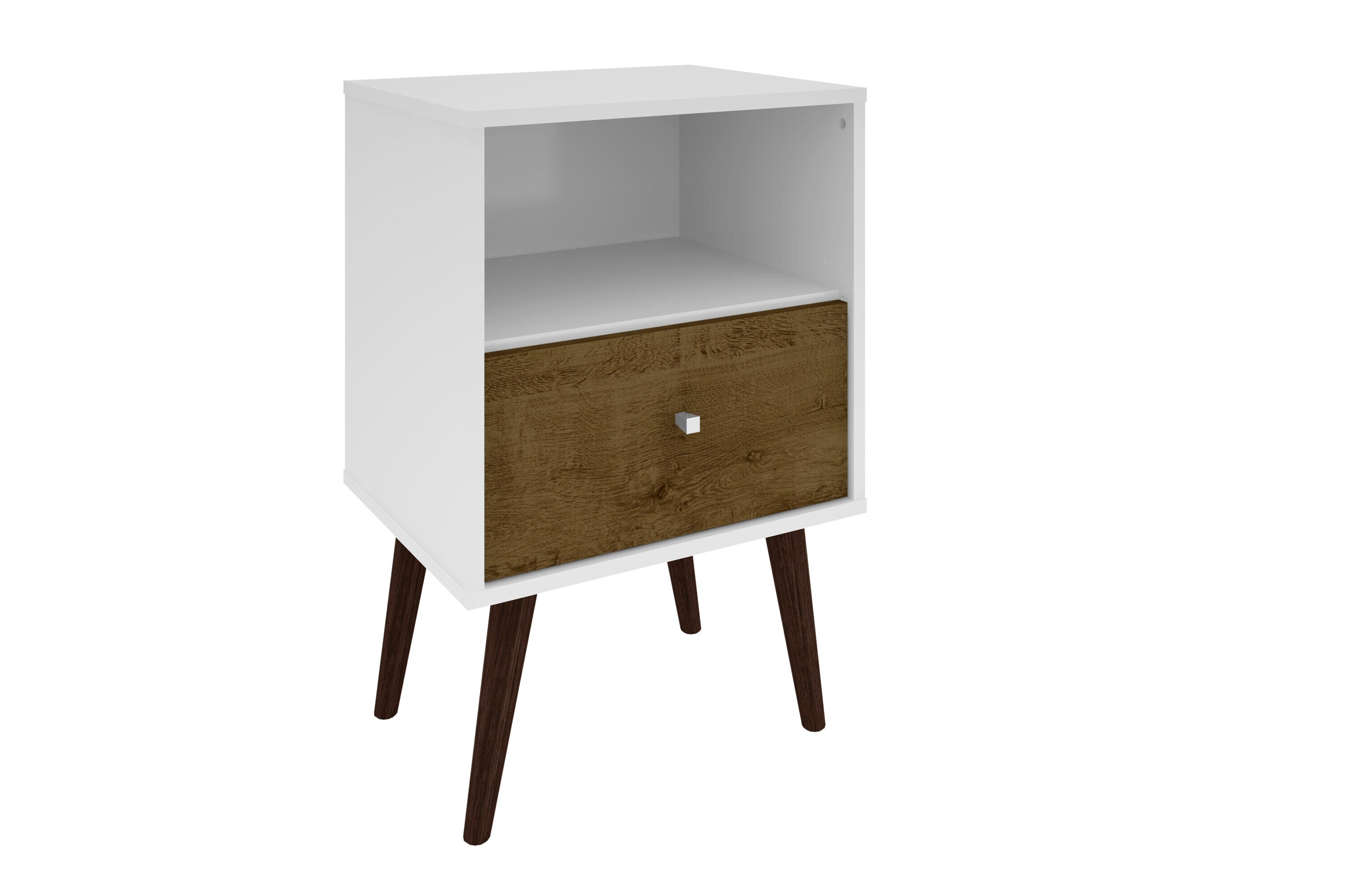 Blisstyle Nightstand in White and Rustic Brown Modern Farmhouse Bedroom ...