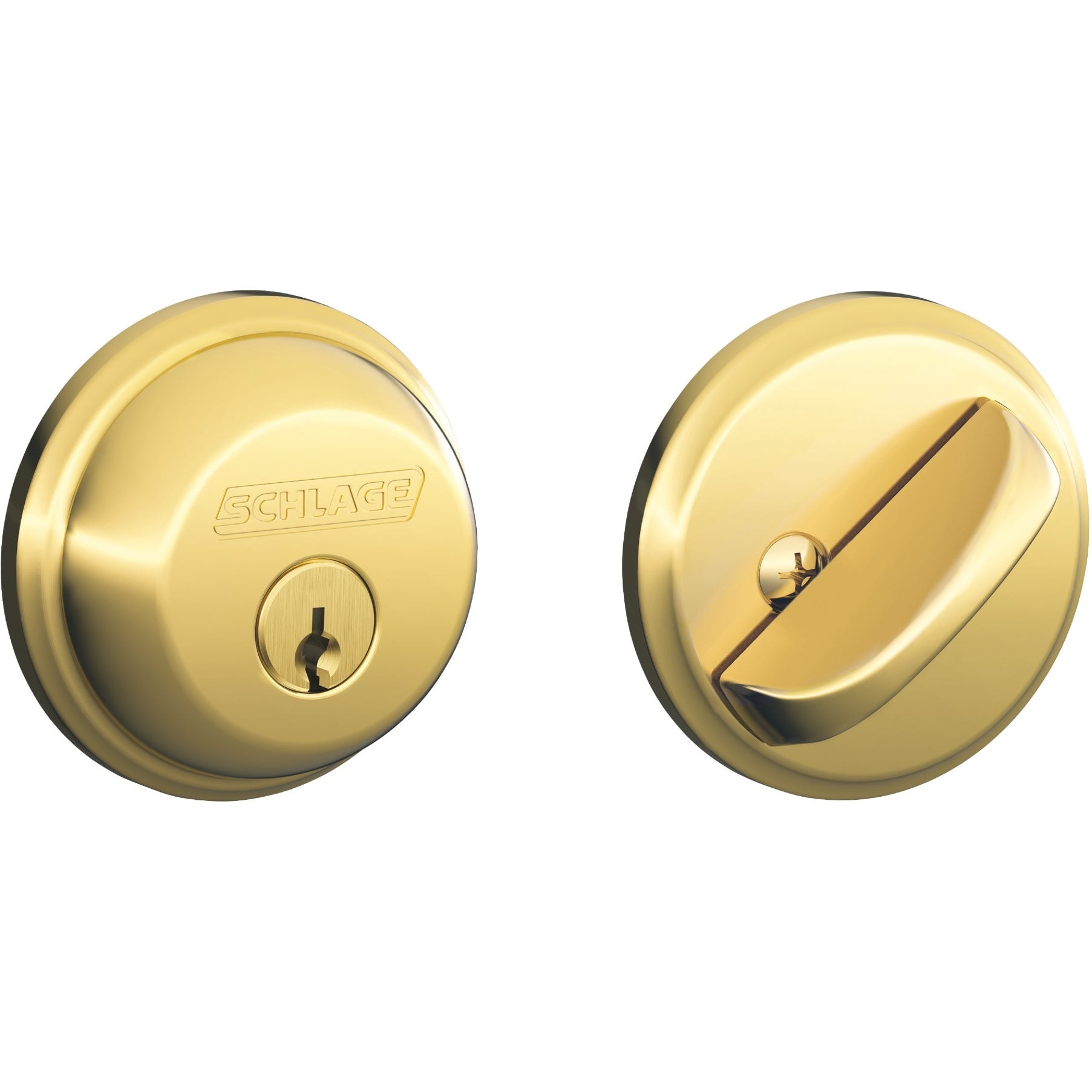 Schlage B60N605 Single Cylinder Deadbolt44; Bright Brass in the Brass ...