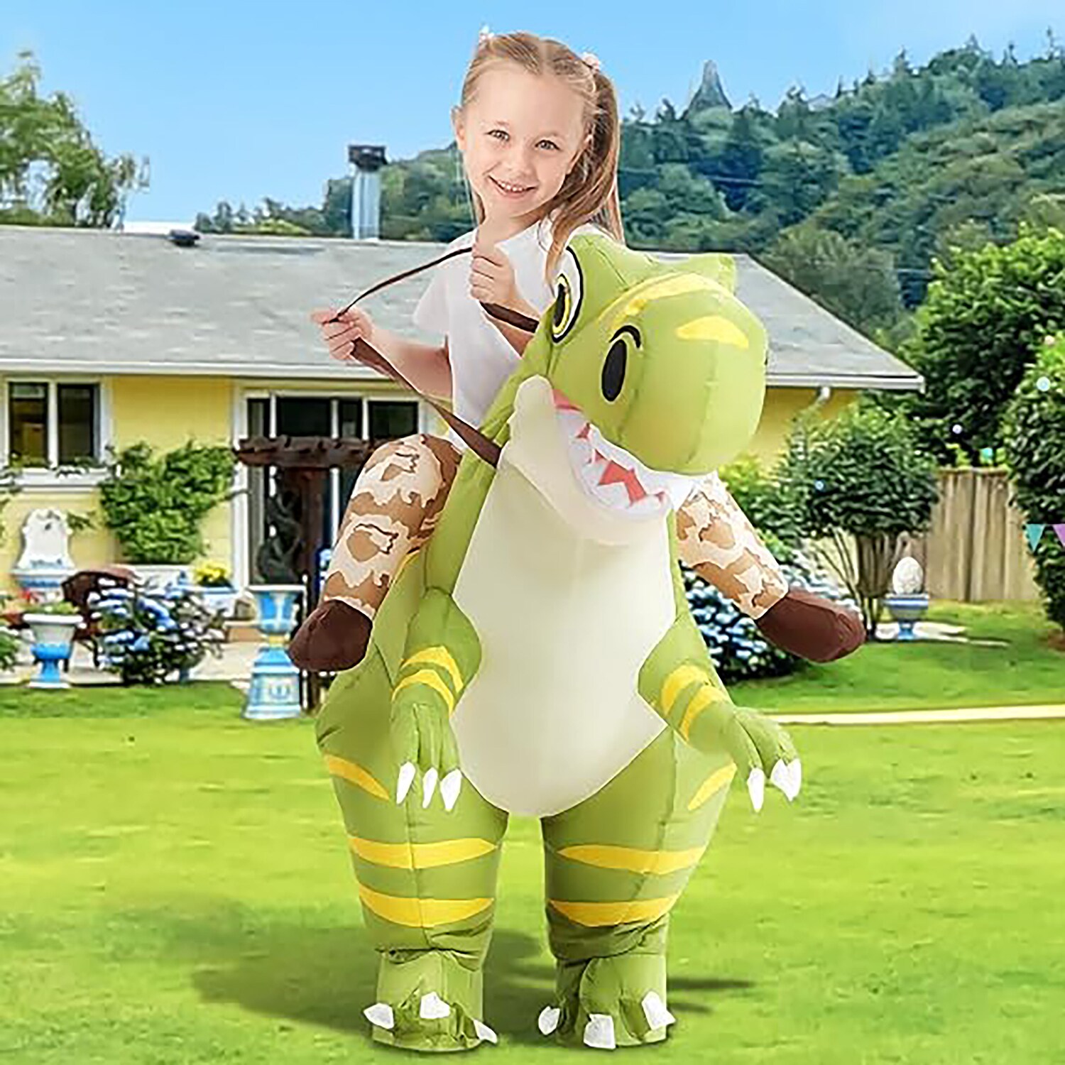GOOSH GOOSH 48 inch Inflatable Dinosaur Costume Kids Halloween Blow up ...