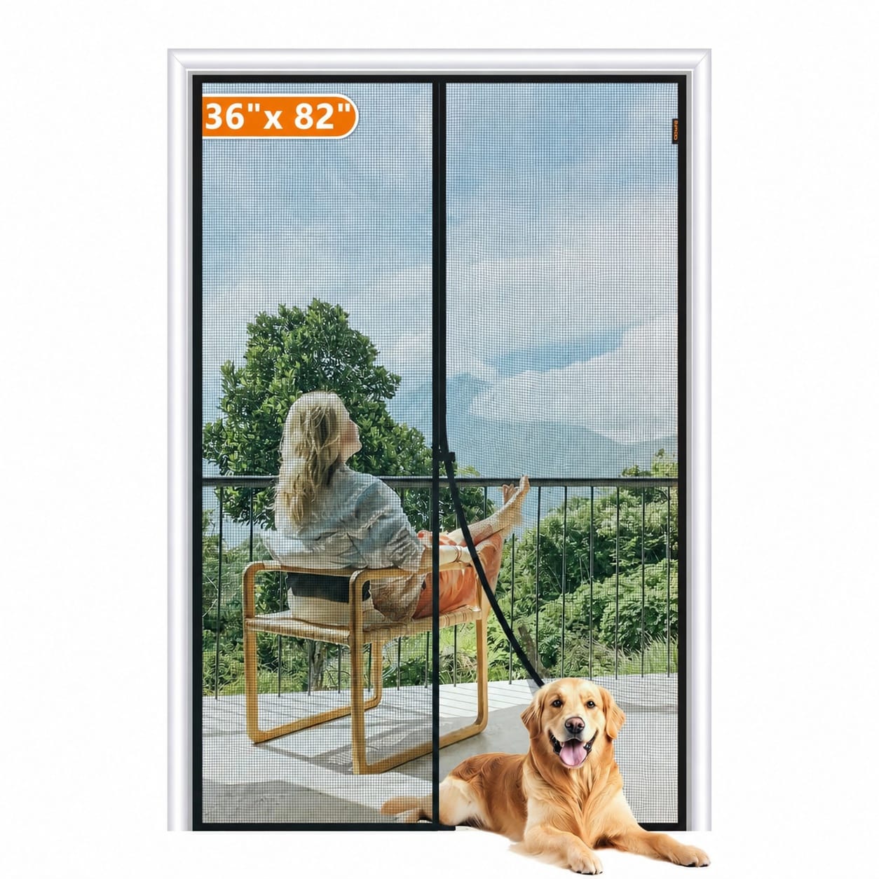 Phyfalip Fiberglass Magnetic Screen Door 38 x 83 Inch Fits 36 x 82 Inch ...